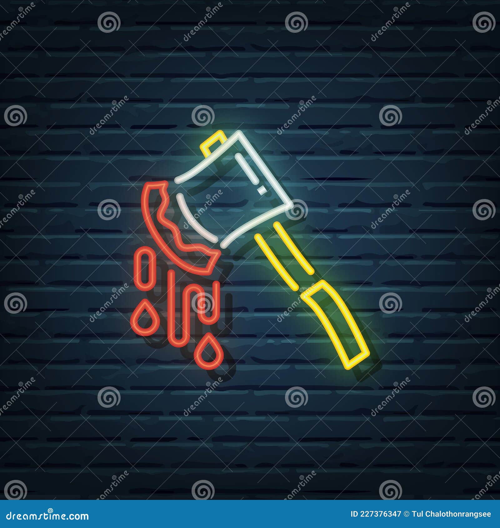 Halloween Axe Neon Sign stock vector. Illustration of signboard - 227376347