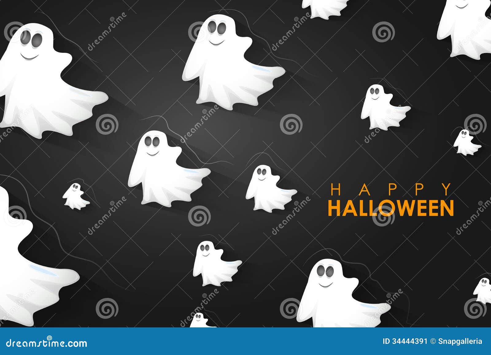 Halloween Background with Flying Boo Ghost Stock Vector - Illustration ...