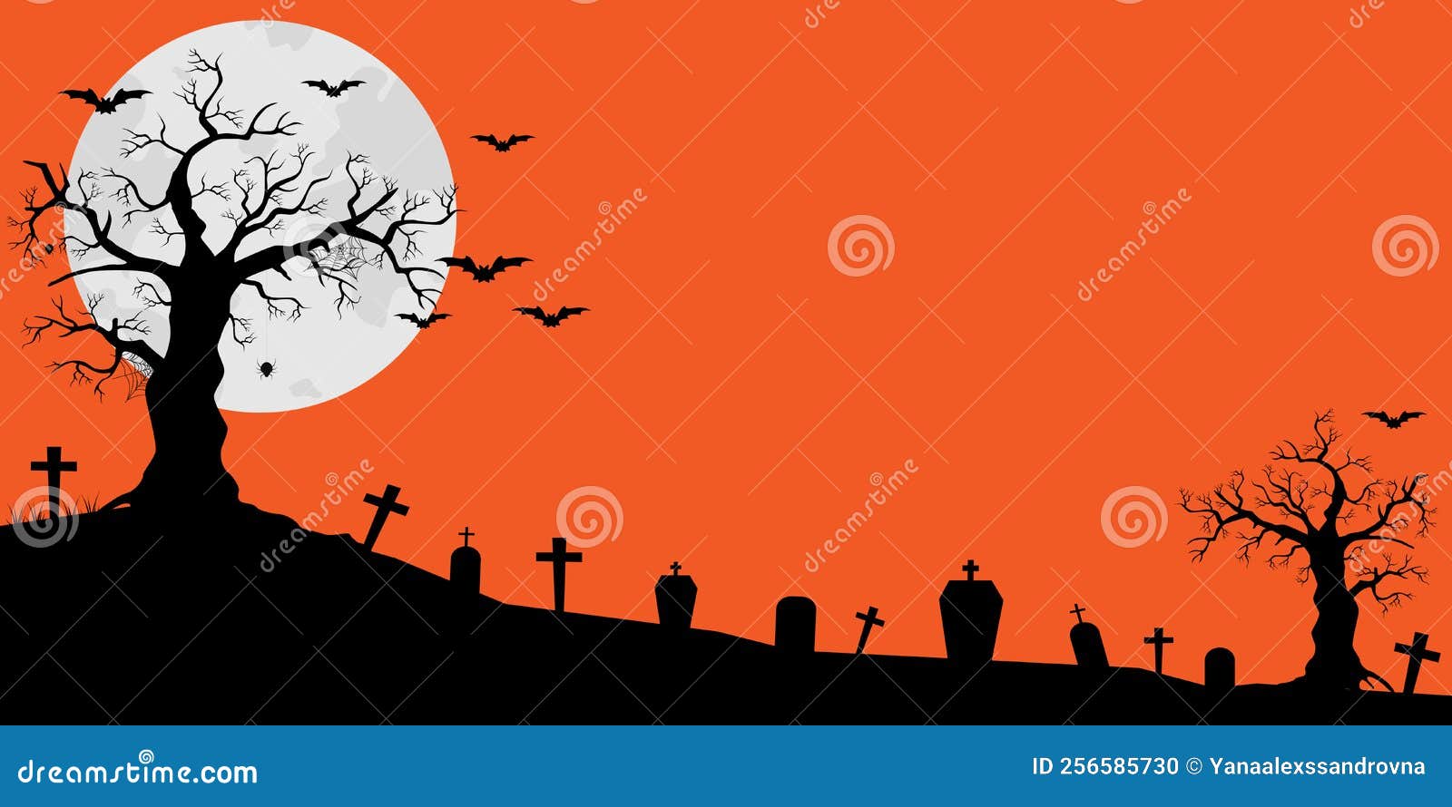 Halloween Background. the Full Moon and Bats on a Orange Background ...