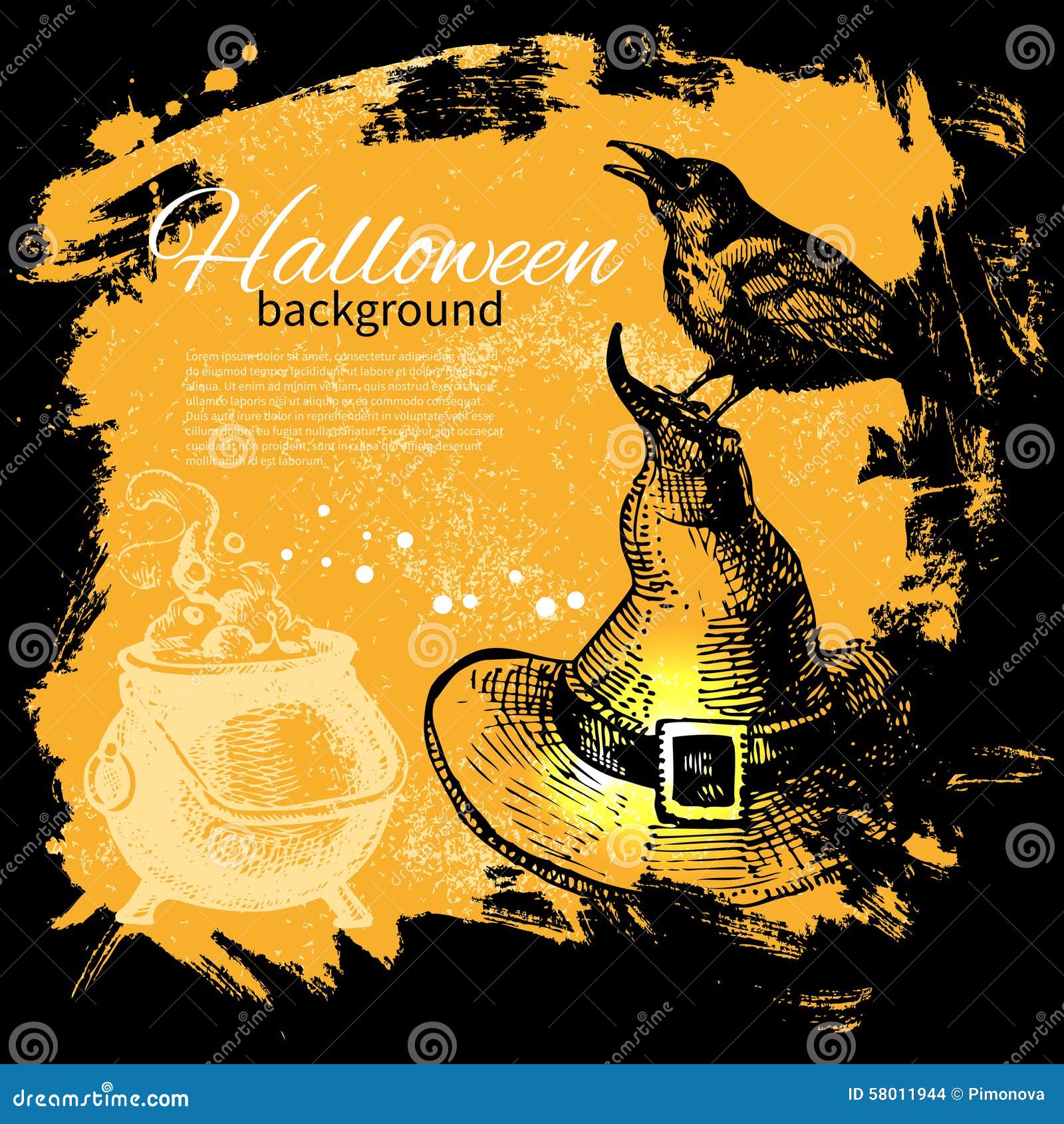 Halloween Background. Hand Drawn Illustration Stock Vector ...