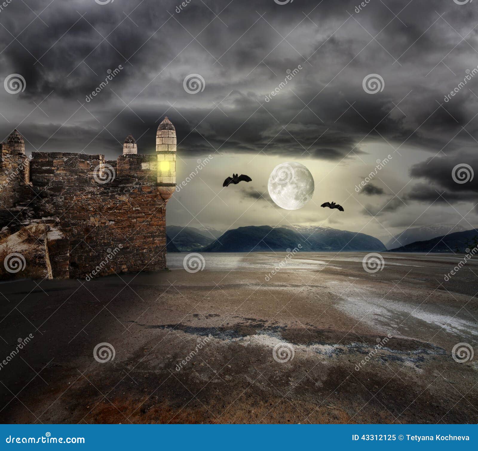 Halloween Background with Old Towers Stock Image - Image of haunted ...