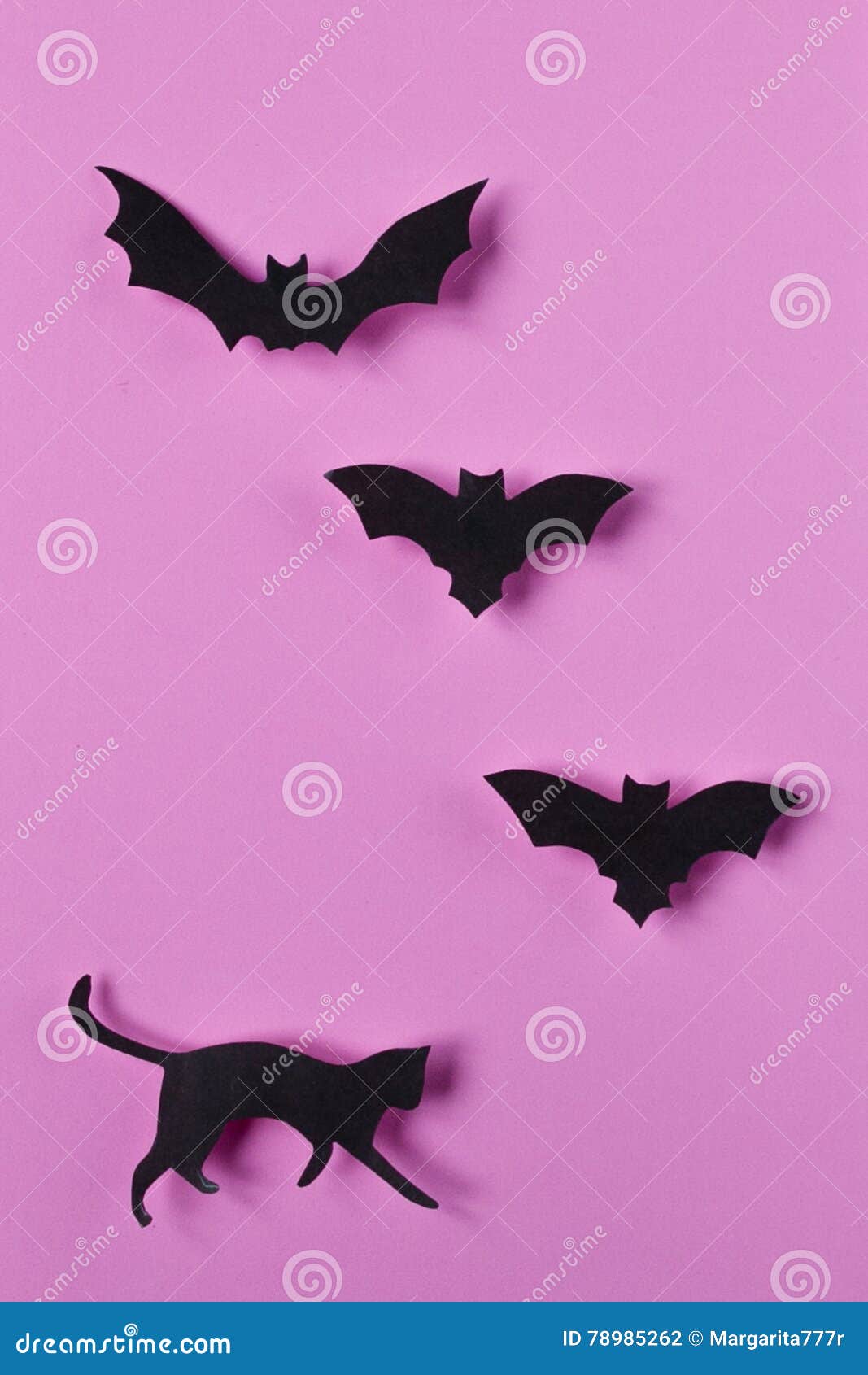 Halloween Background. Papercut Bats and Cat Stock Photo - Image of ...