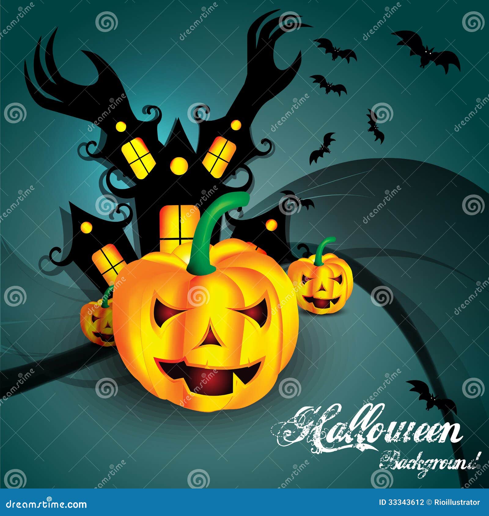 Halloween Background with Wave Stock Vector - Illustration of flying ...