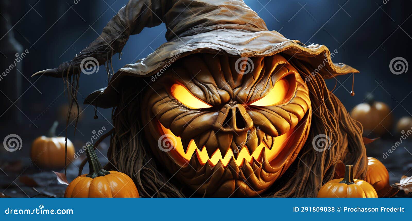 Halloween Bad Pumpkin with Hat, AI Generated Stock Photo - Image of ...