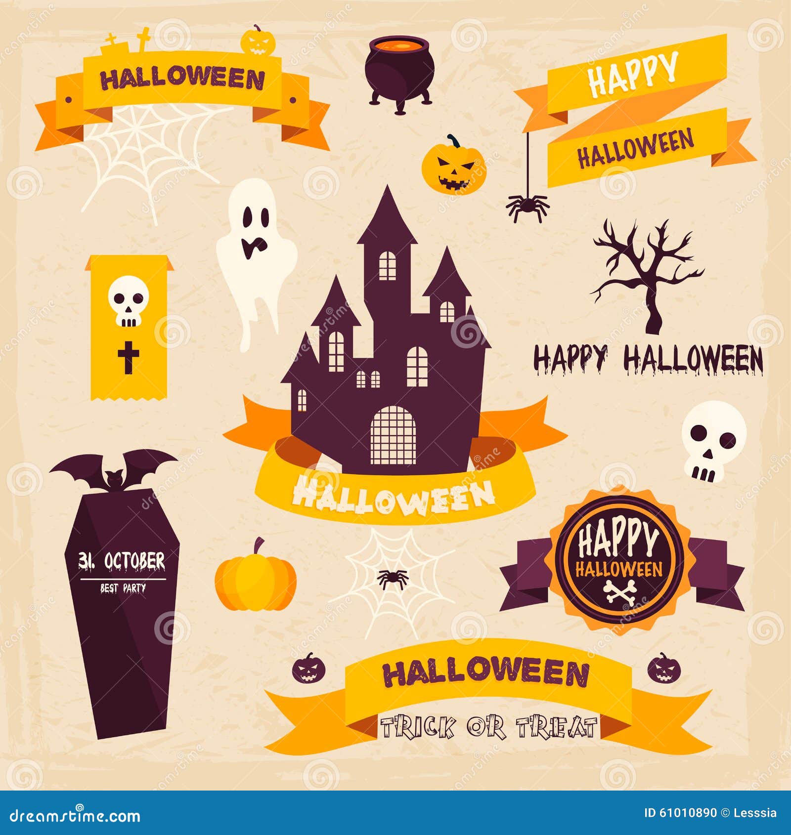Halloween Badges. Party Scary Logo Horror Symbols Skull Bones Vector ... Halloween Badges. Party Scary Logo Horror Symbols Skull Bones Vector ...