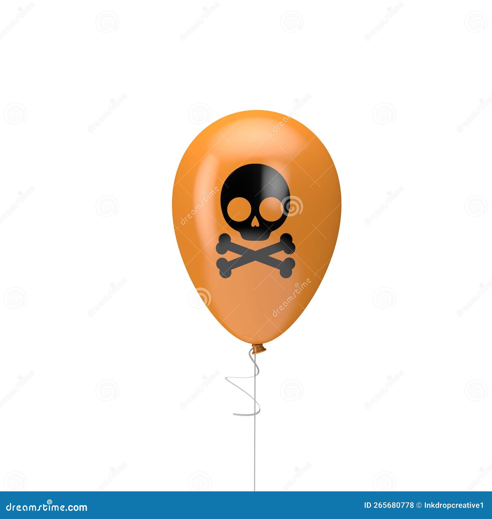 Halloween Balloon With Skull And Cross Bone 3d Render Stock
