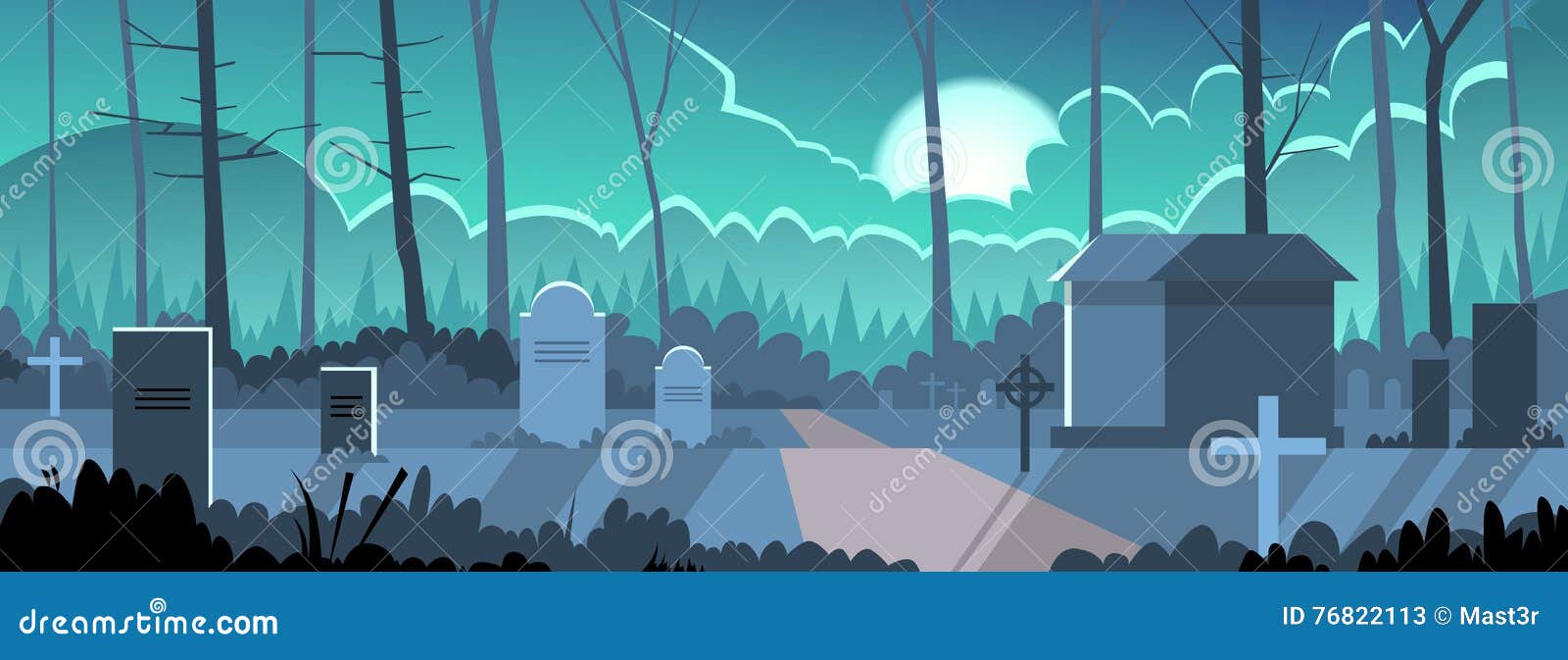 Cemetery Set, Graveyard Tombstone, Metal Gate Vector Illustration ...