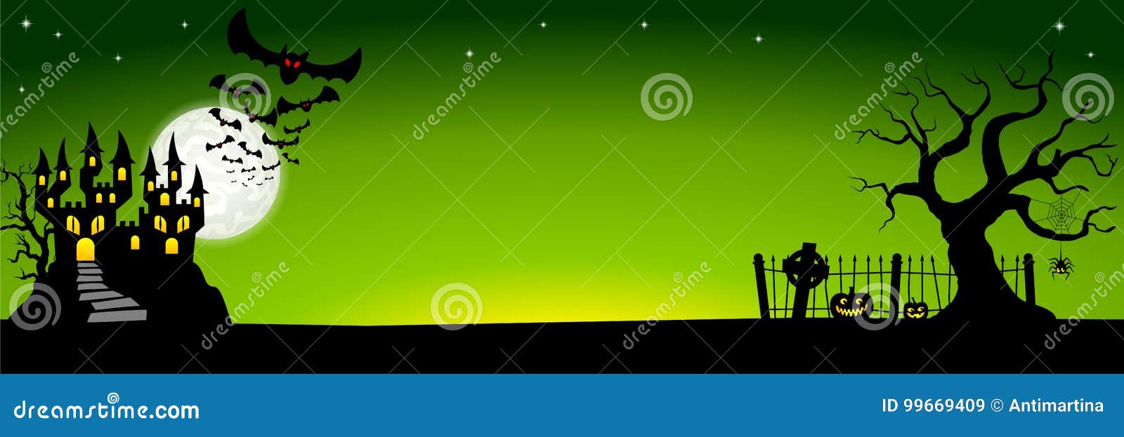 Halloween Banner with Haunted Castle Stock Vector - Illustration of ...