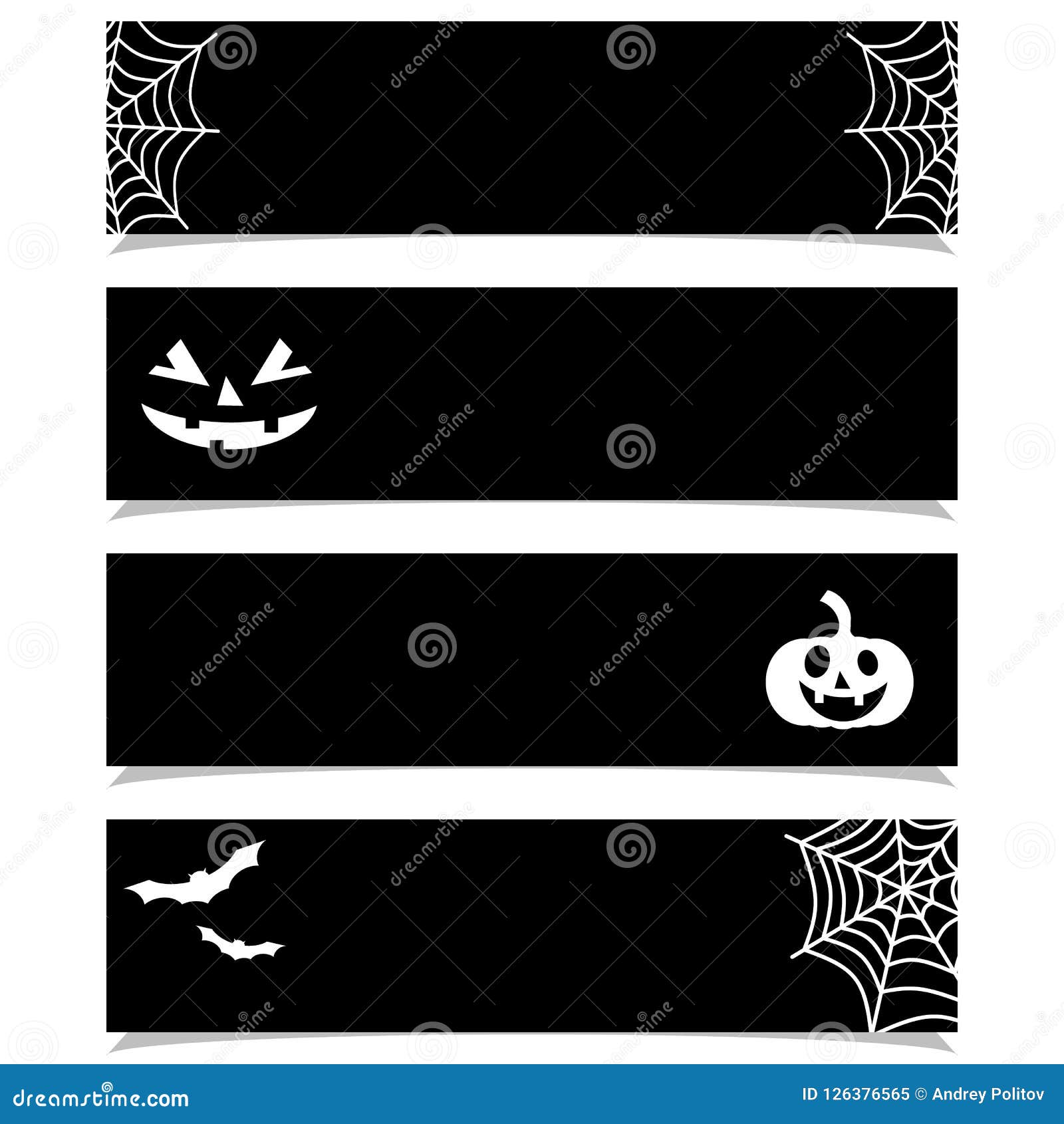 Halloween Banners or Headers Set, Black Style Stock Vector ...