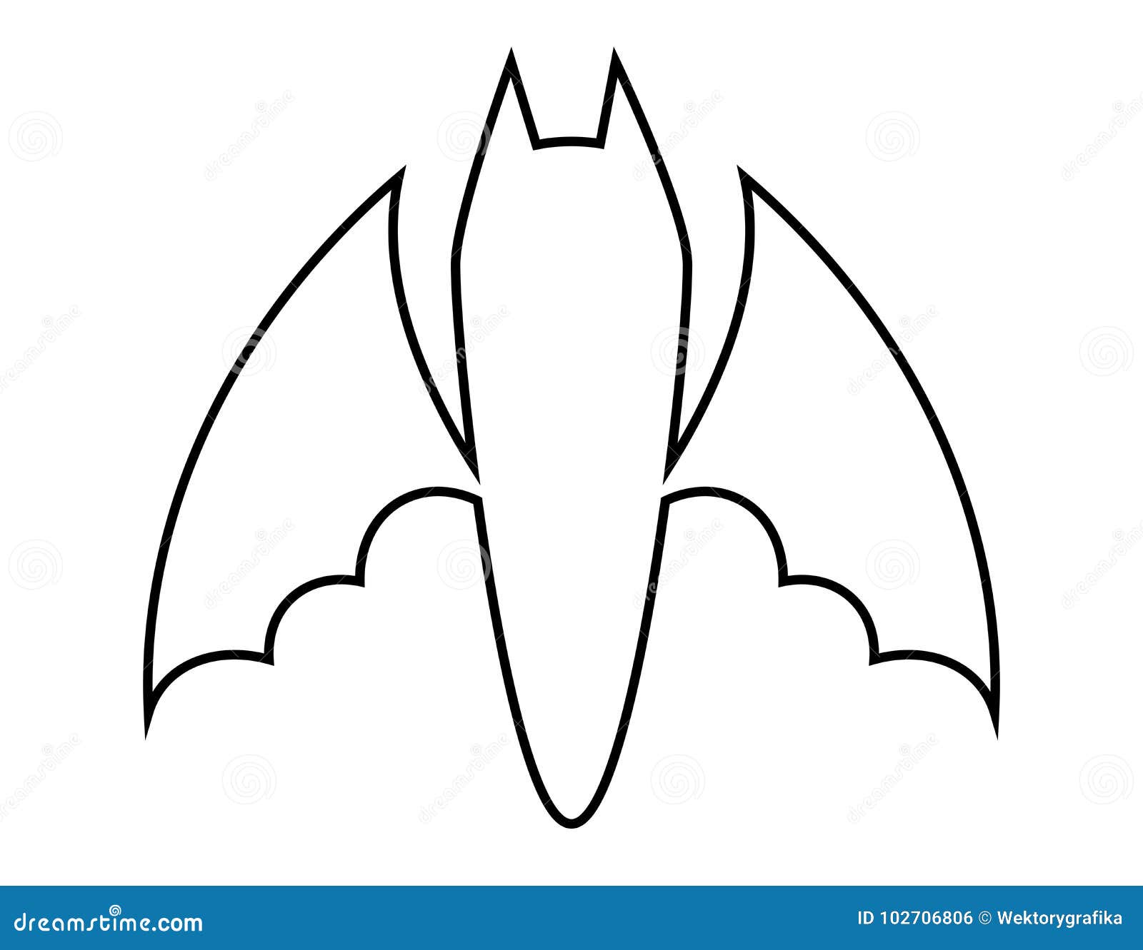 Halloween Bat Outline Vector Design Isolated on White Backgroud Stock ...
