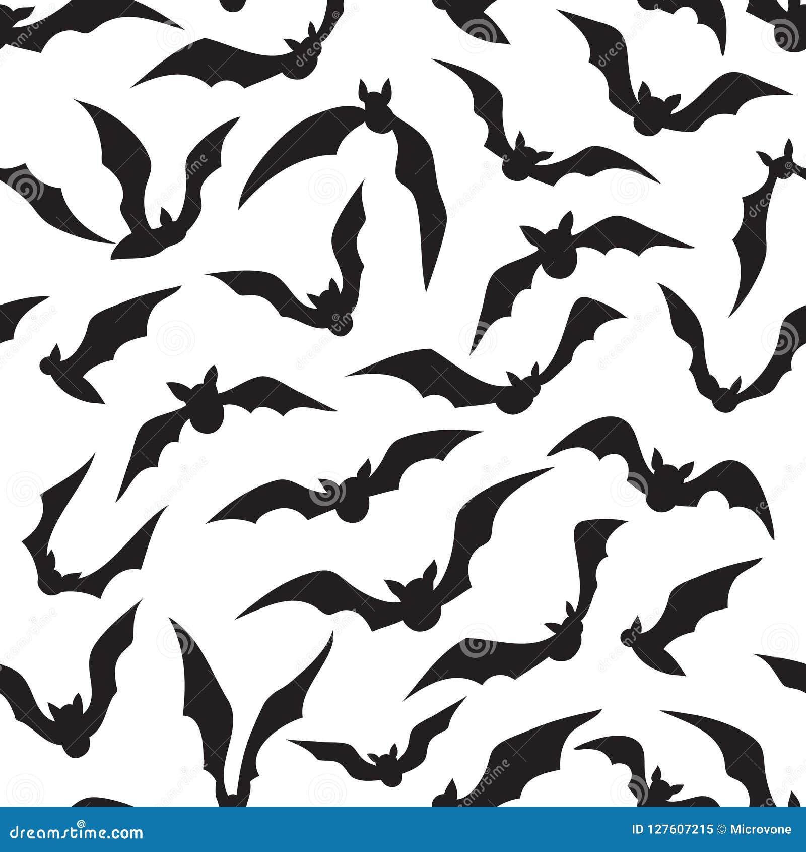 Halloween Bat Seamless Pattern. Scary Vampire Animal Silhouettes Stock ...