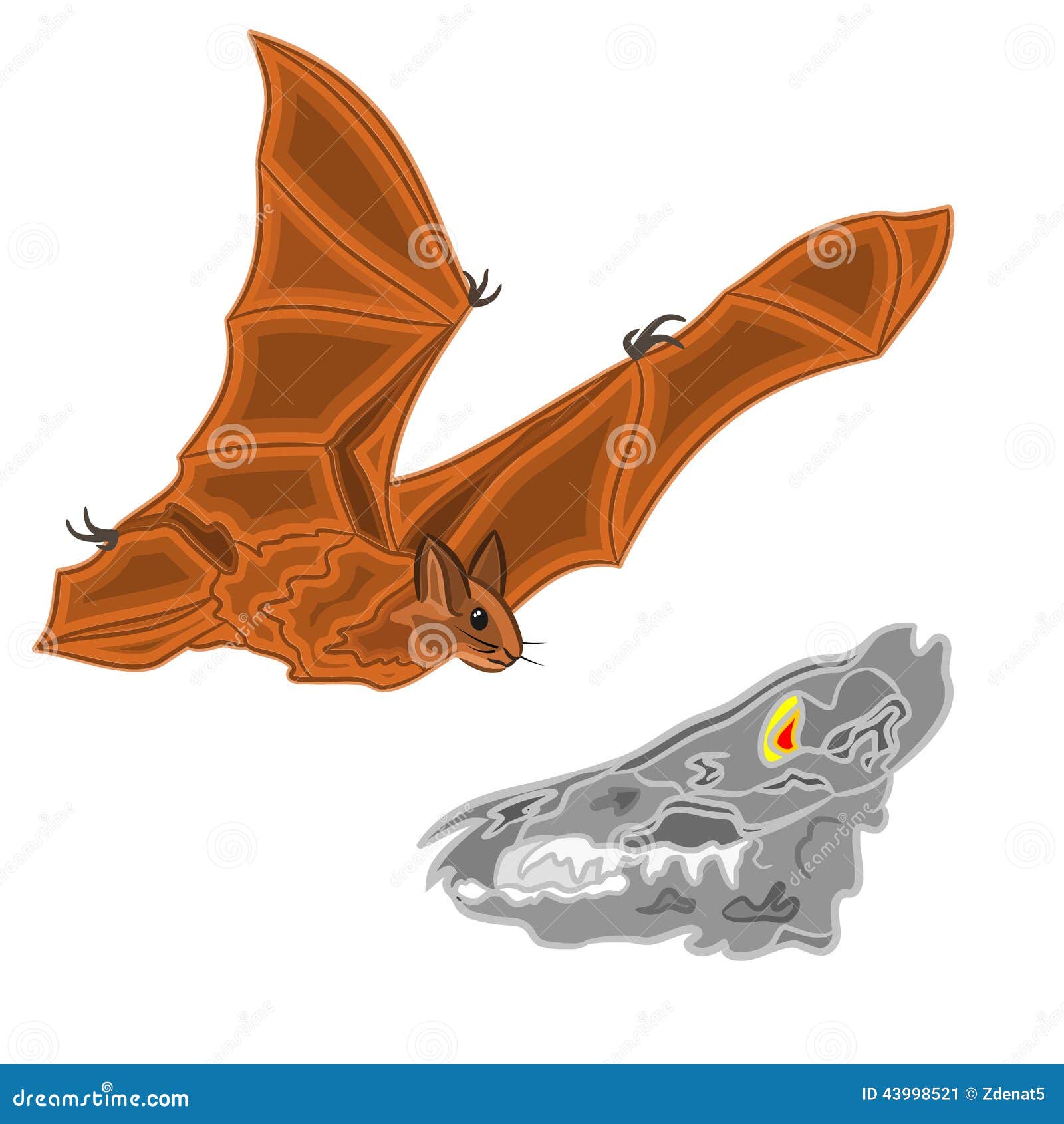 Halloween Bat and Skull Vector Stock Vector - Illustration of black ...