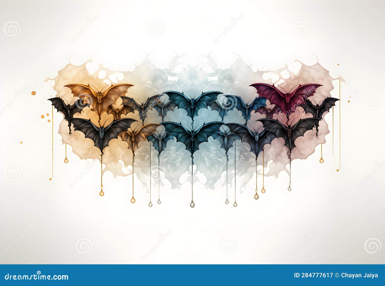 Halloween Bats Flying in the Sky with Smoke and Fire. Stock ...