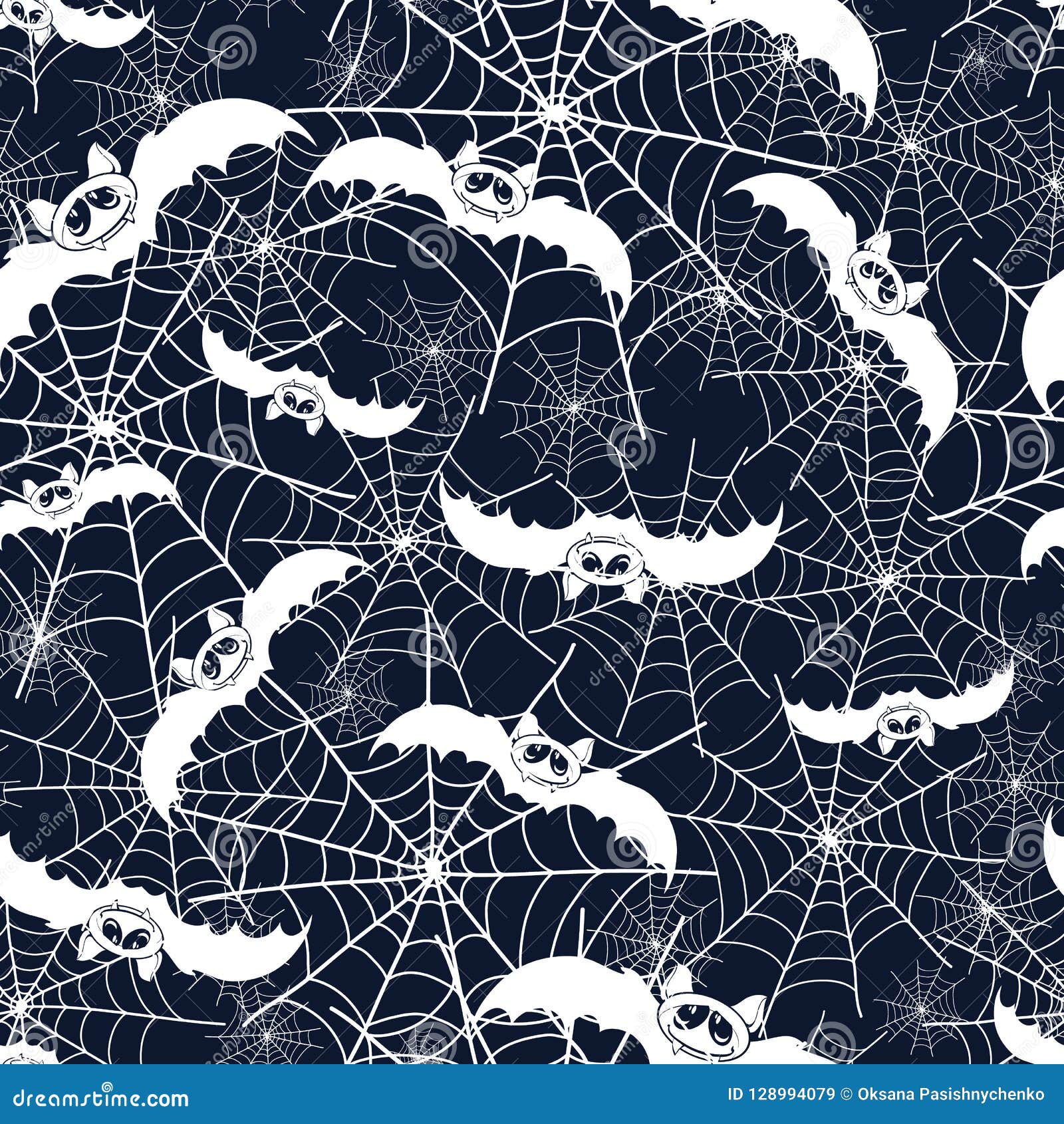 Halloween Bats and Spiderweb Seamless Pattern. Stock Vector ...