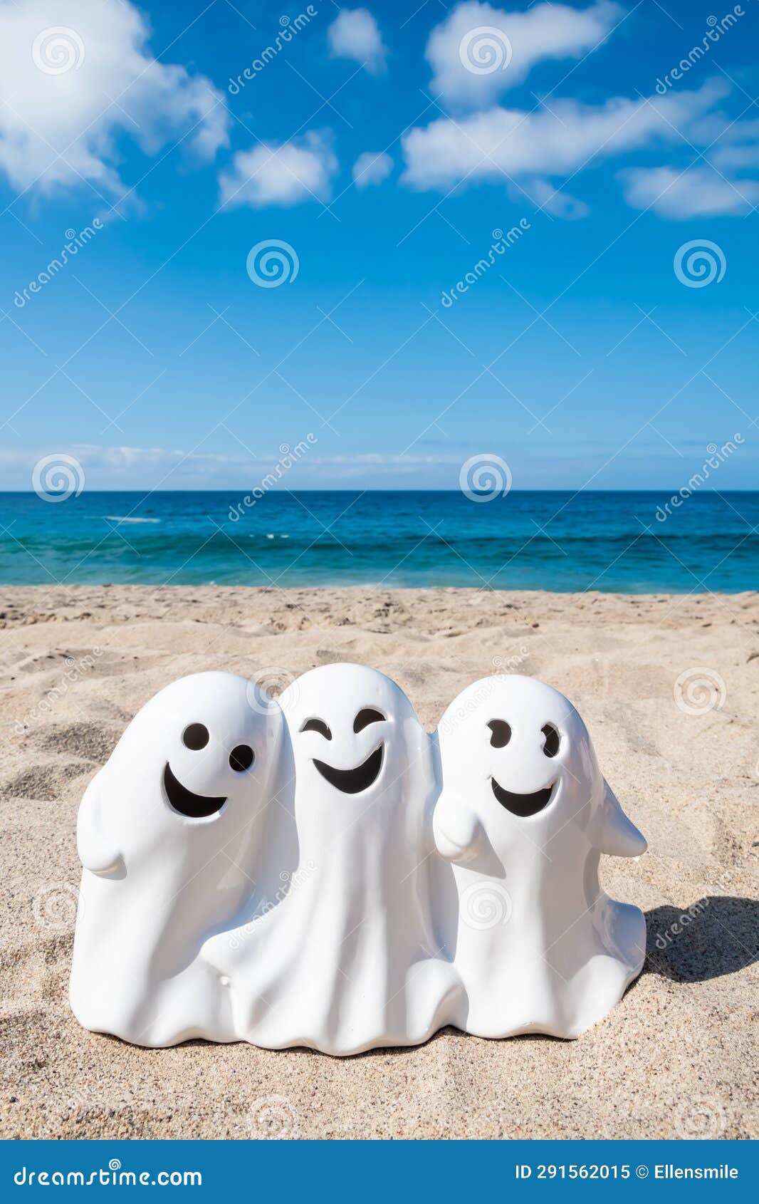 Two Smiling Ghosts With A Torch, Depicted In A Playful Watercolor Style ...