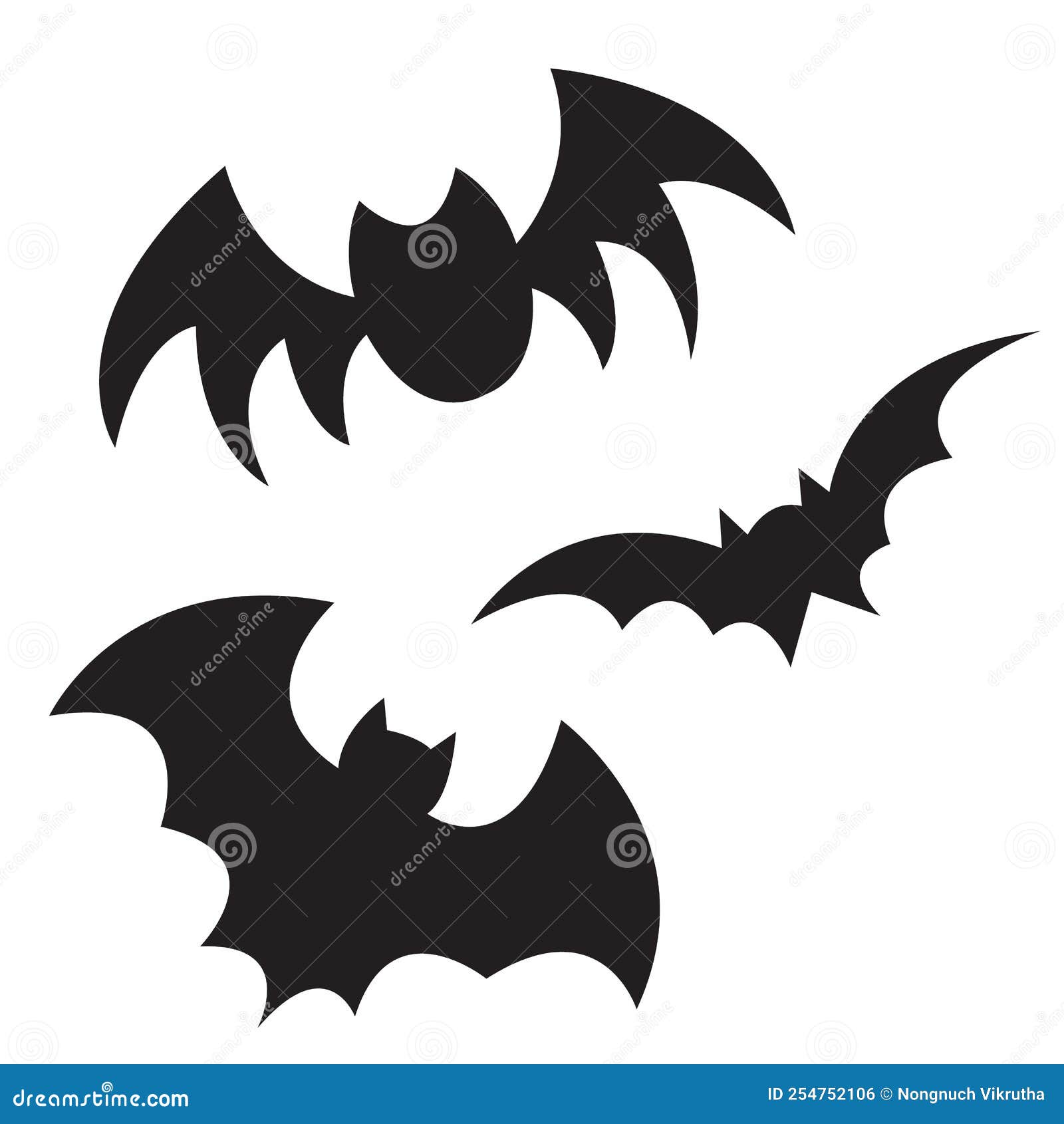 Halloween Black Bat Icon Set, Bats Silhouettes, Halloween Symbol, on ...