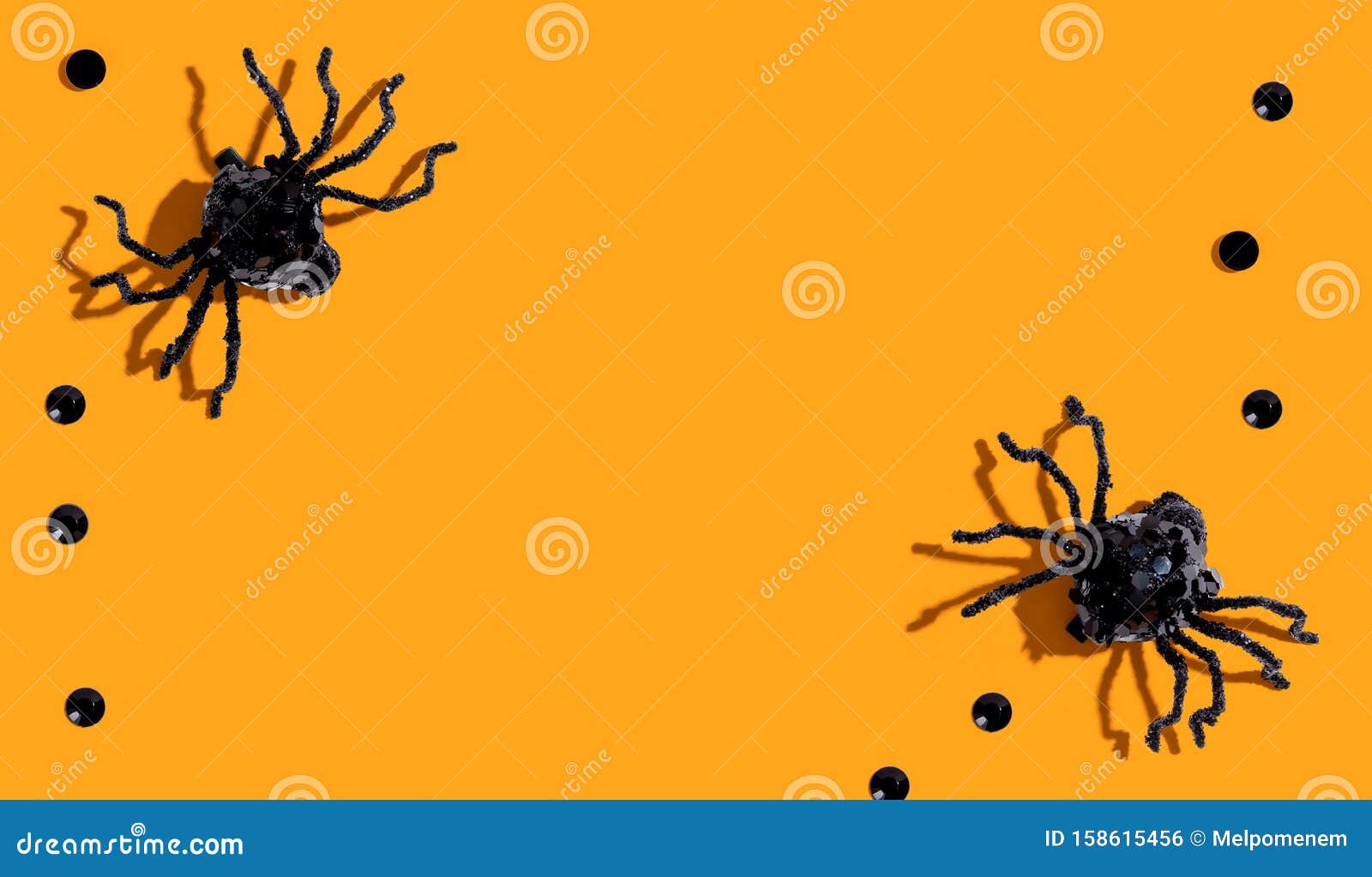 Halloween black spiders stock photo. Image of overhead - 158615456