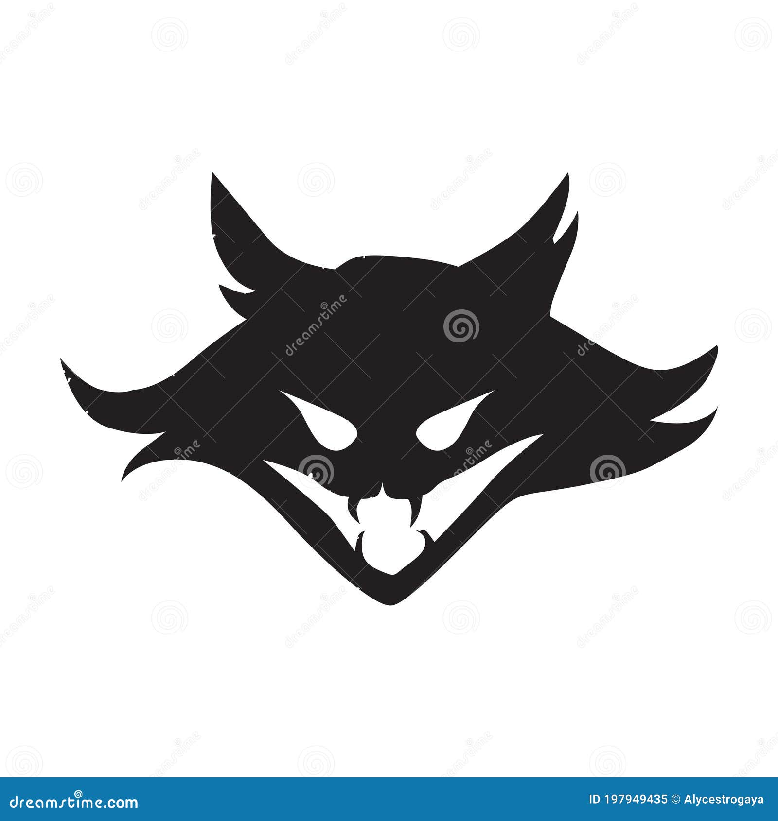 Halloween Black Vector Illustration with Devil or Witch Smiling Cat ...
