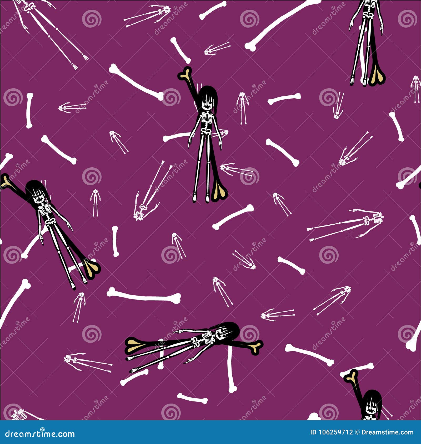 Halloween Bone Pattern Wiht Cheerful Bones Stock Vector - Illustration ...