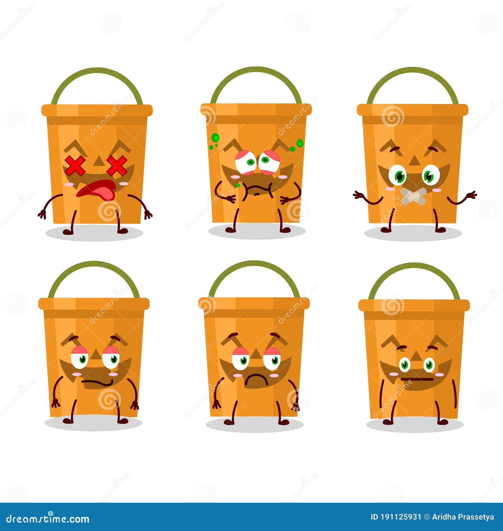 Halloween Bucket Cartoon Character with Nope Expression Stock Vector ...