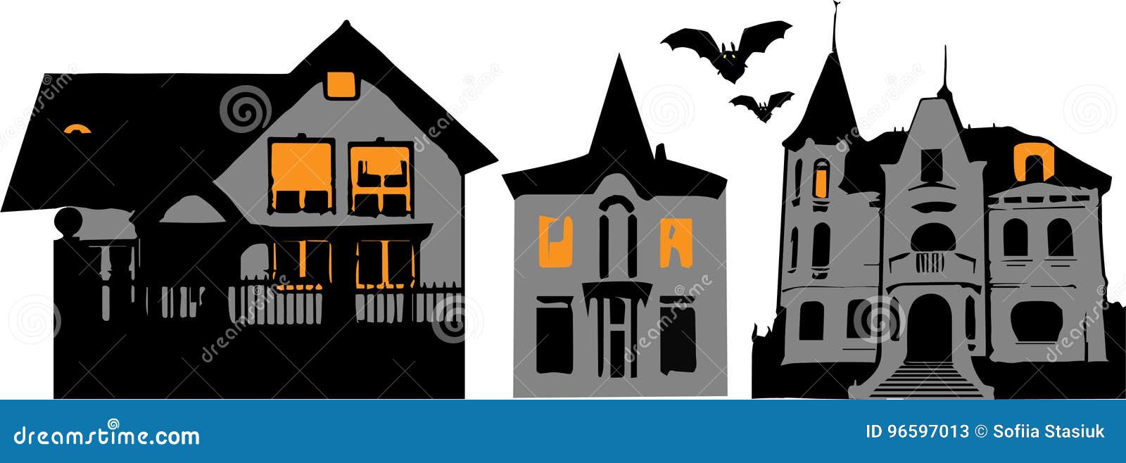 Halloween Buildings Vector Set Stock Vector - Illustration of party ...