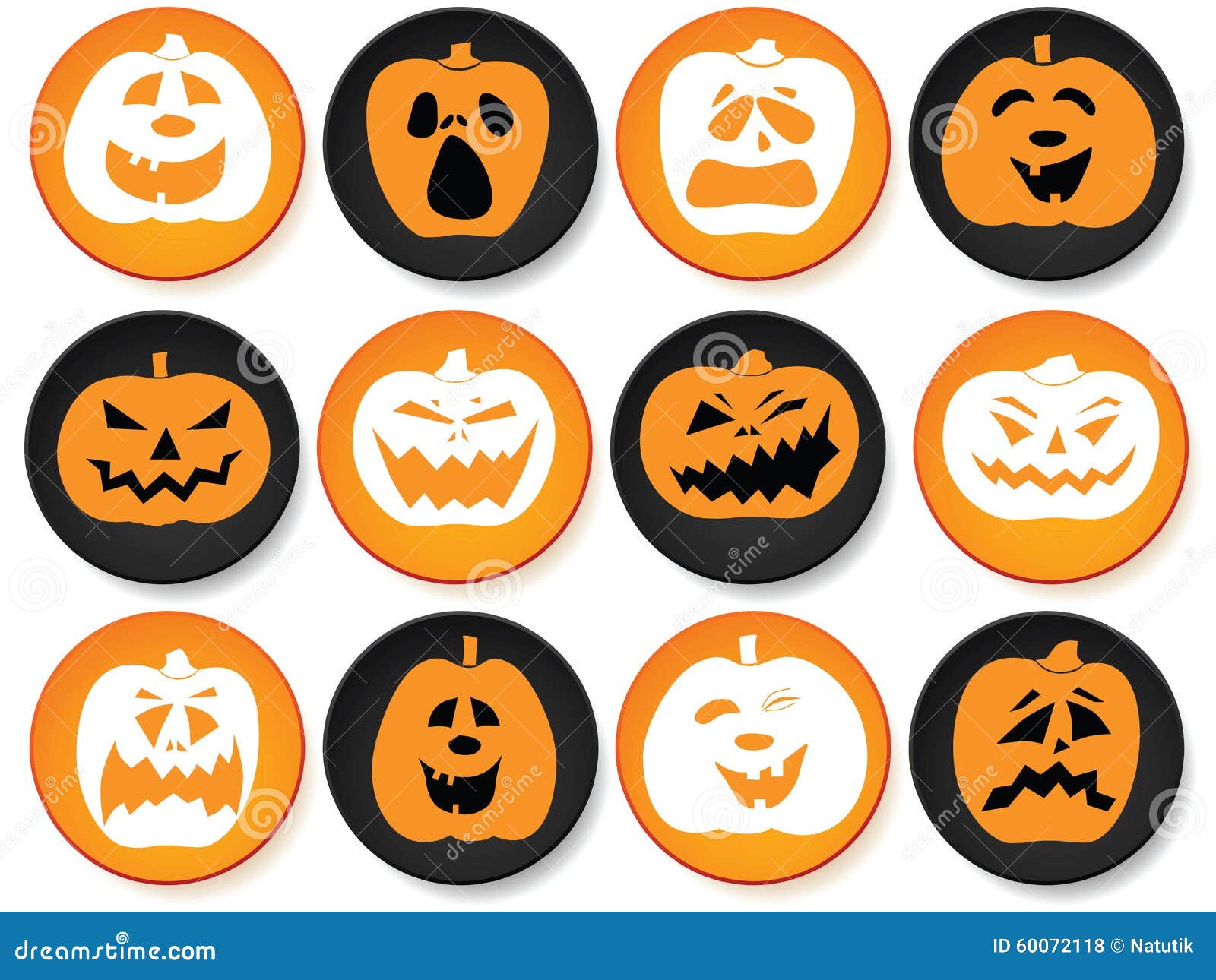Halloween buttons set stock vector. Illustration of jack - 60072118