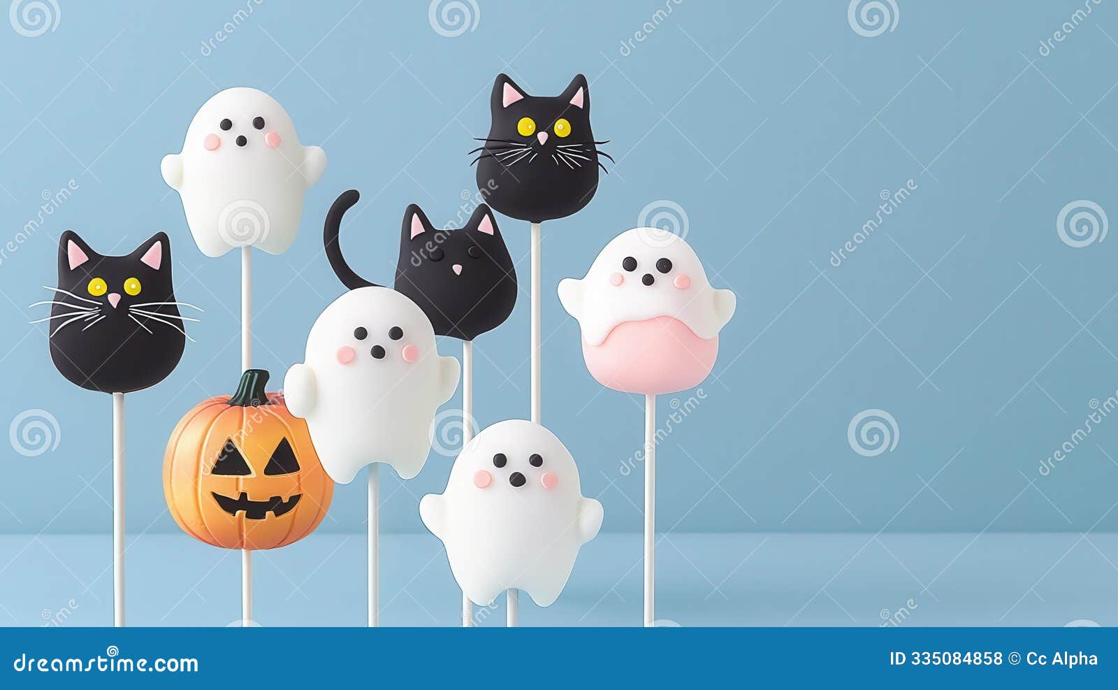 Halloween Cake Pops, Black Cat and Ghost Toppers, Flat Design ...