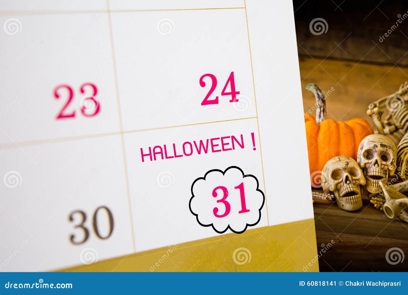 Halloween Calendar with 31 Date Stock Image - Image of shiny, icon ...