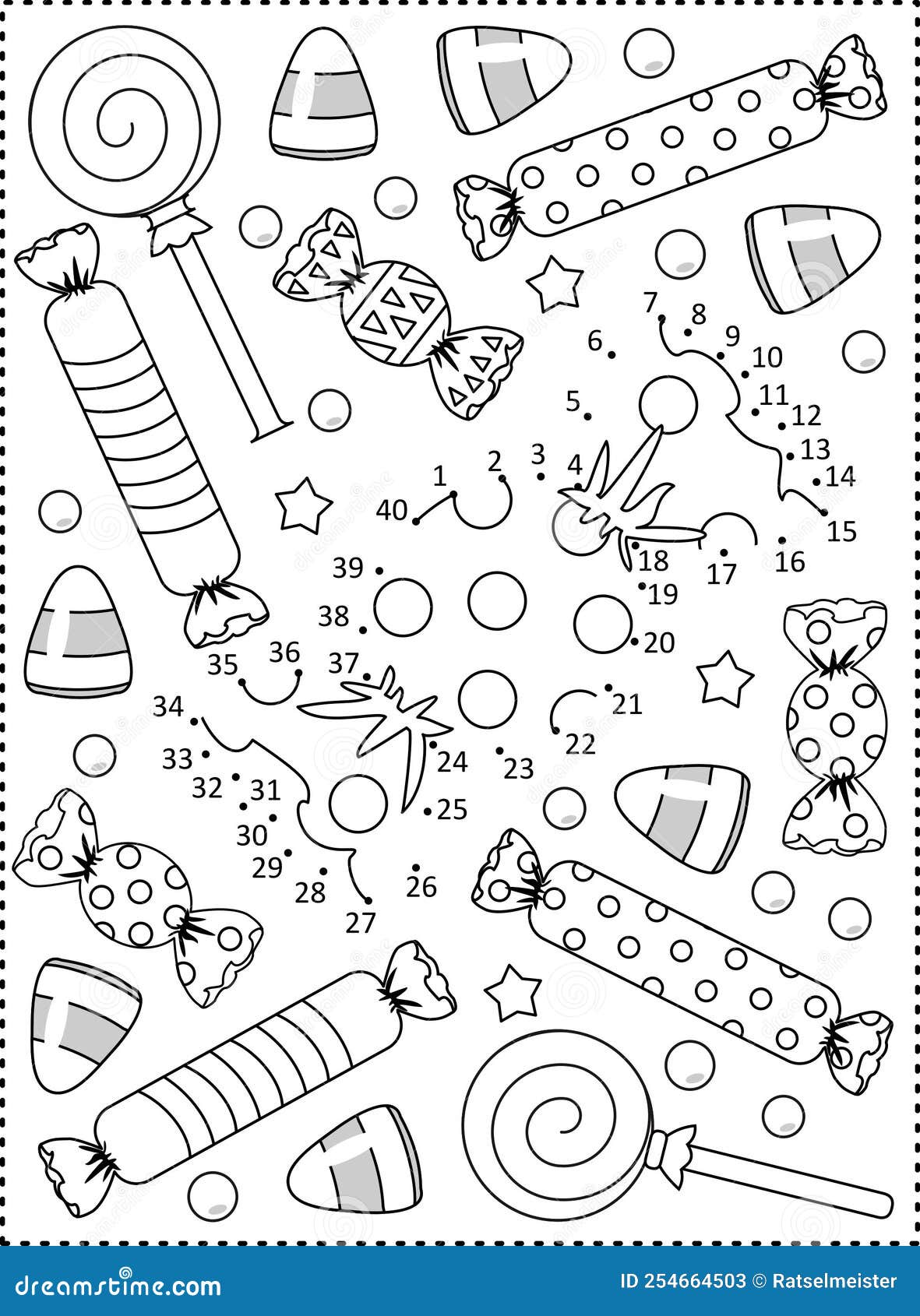 Halloween Candy Dot-to-dot Picture Puzzle and Coloring Page Stock Image ...