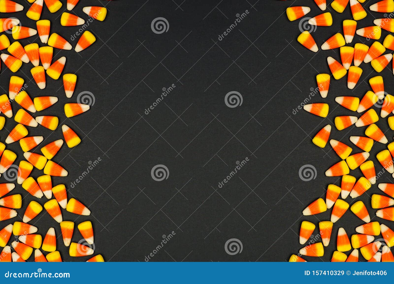 Halloween Candy Corn Double Side Border on a Black Background with Copy ...