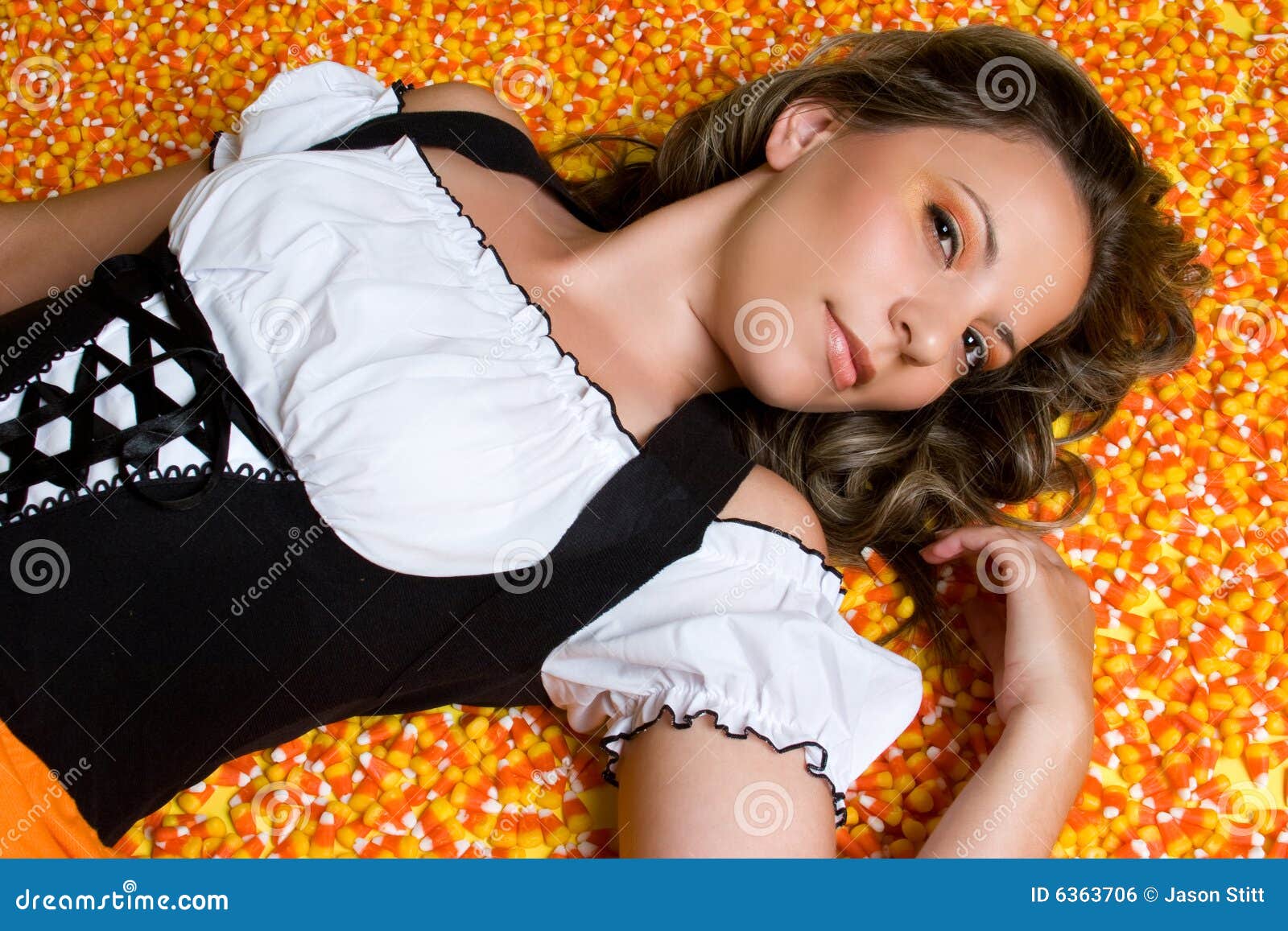 Halloween Candy Girl stock photo. Image of laying, woman - 6363706