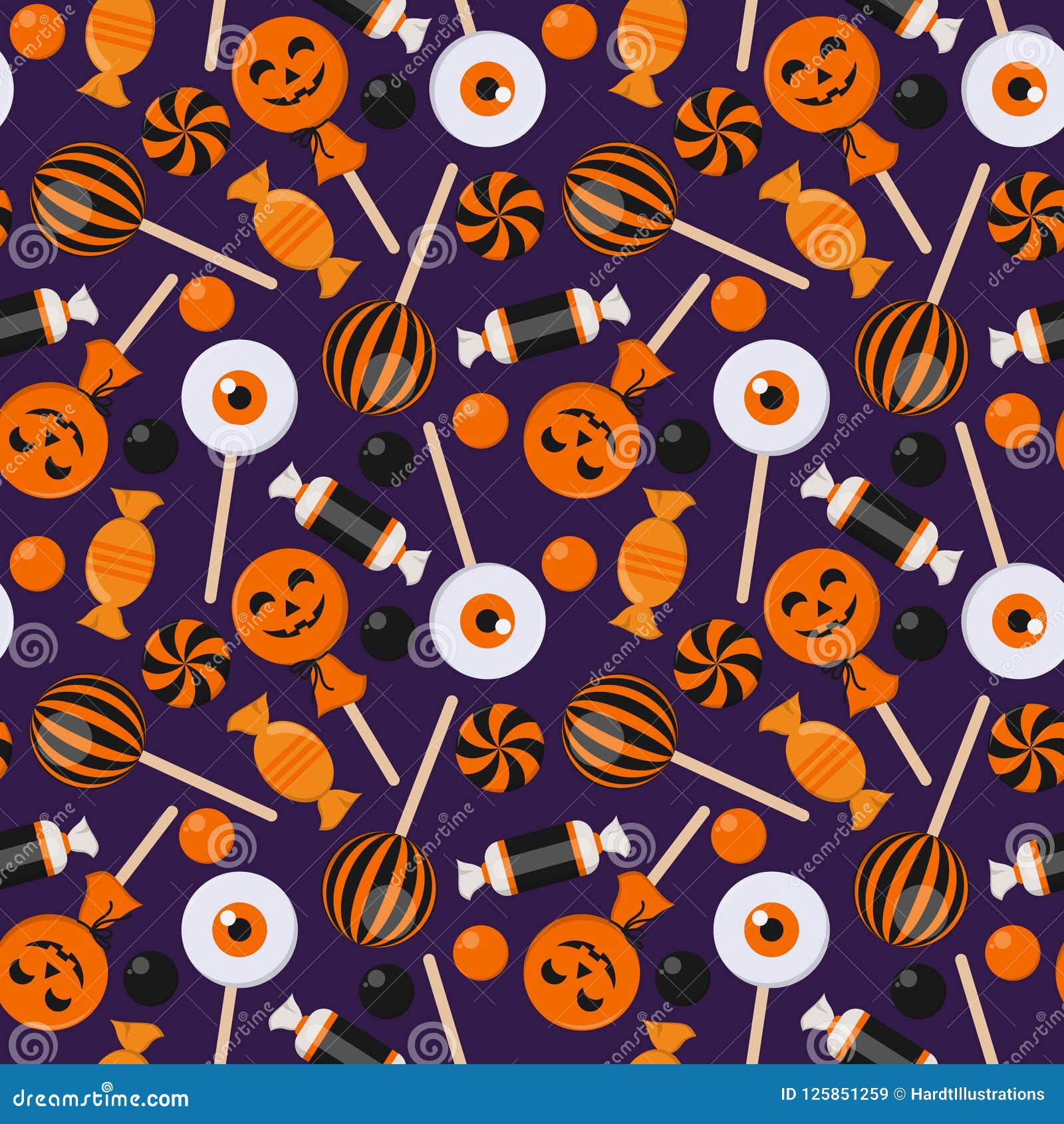 Halloween Candy Seamless Pattern Stock Vector - Illustration of ...
