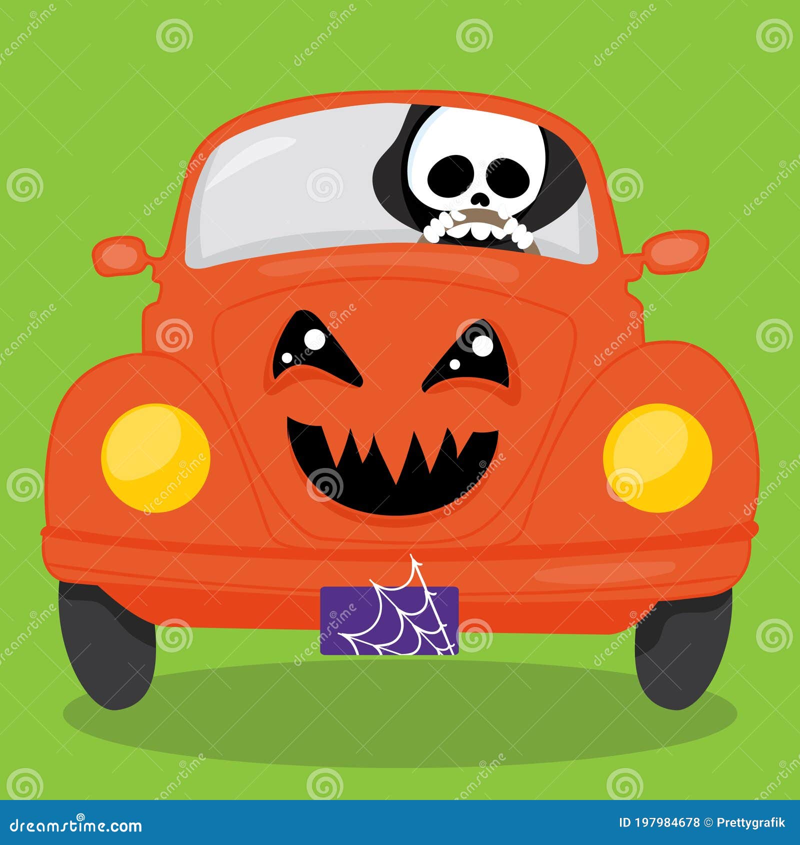 Halloween Car Skeleton One 01 Stock Vector - Illustration of cartoon ...