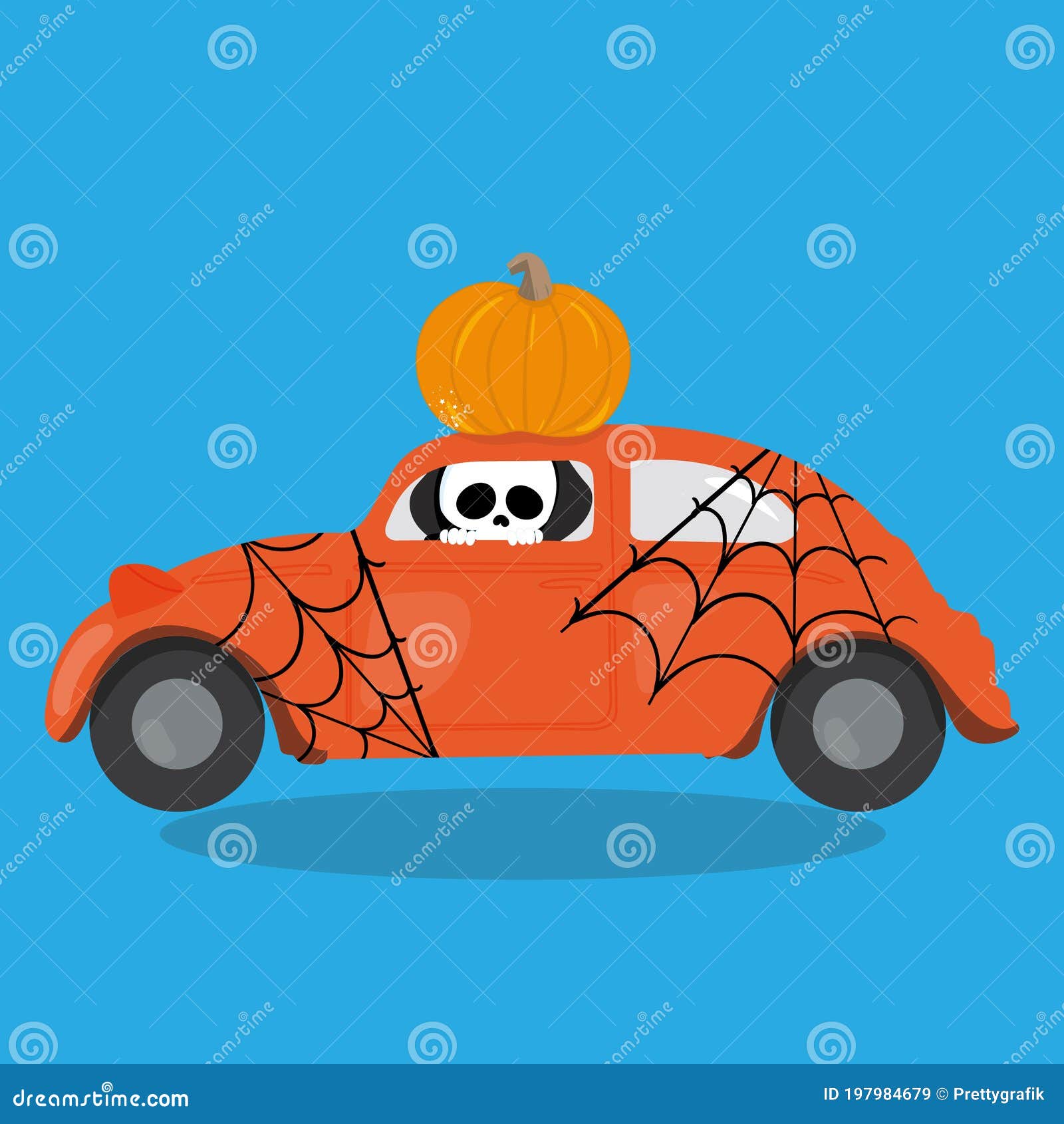 Halloween Car Skeleton Pumpkin 05 Stock Vector - Illustration of ...