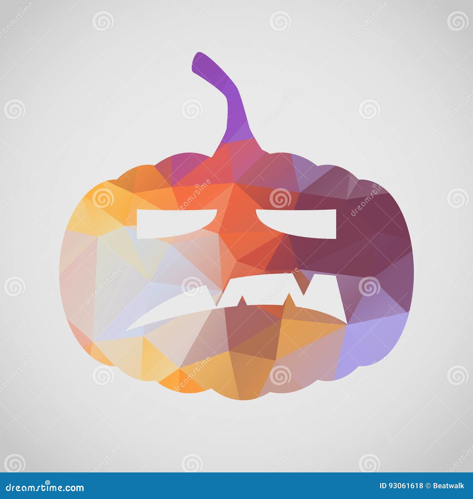 Halloween Card with Angry Pumpkin of Triangle Stock Vector ...