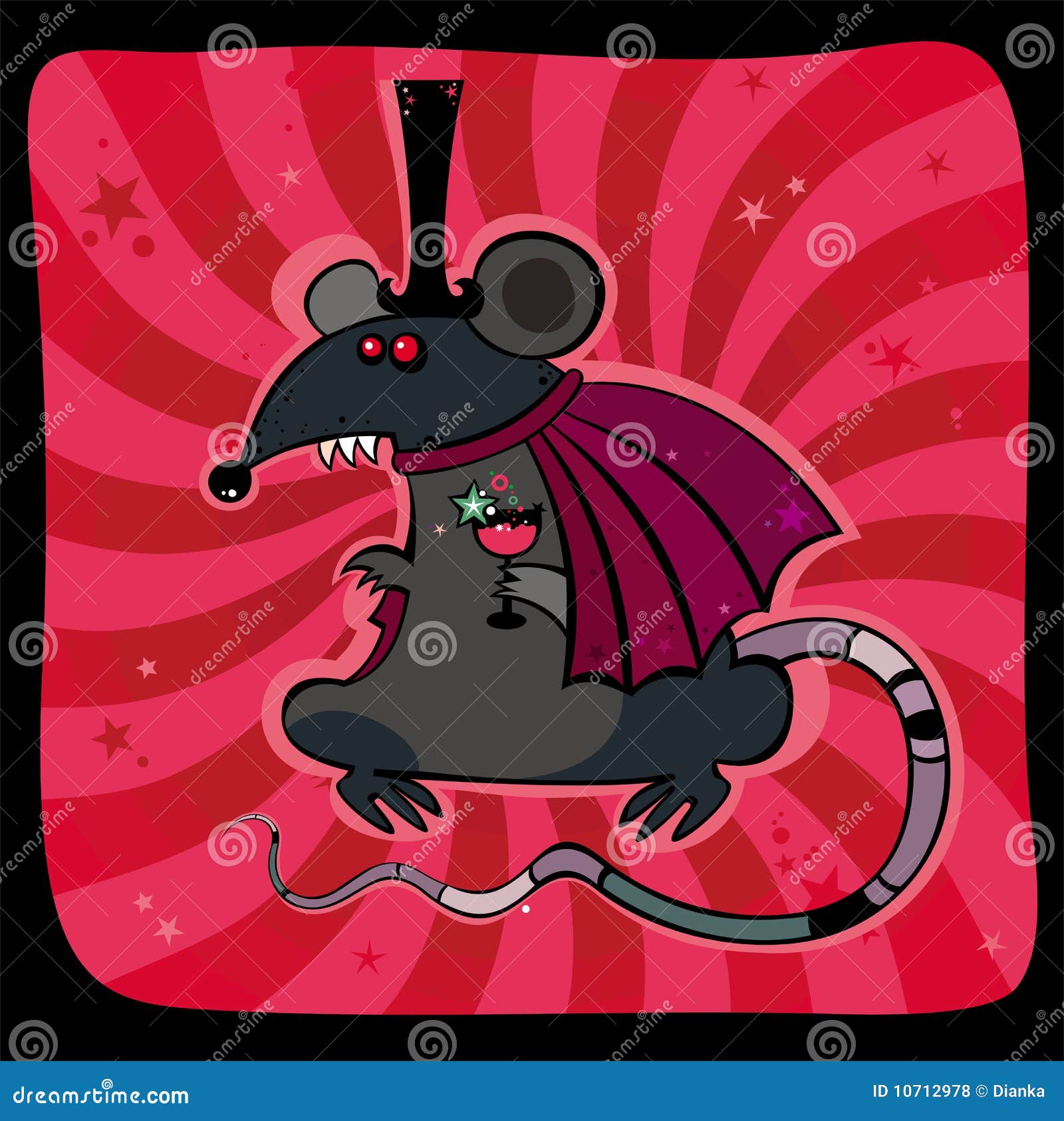 Halloween Card with Vampire Rat. Stock Vector - Illustration of animal ...