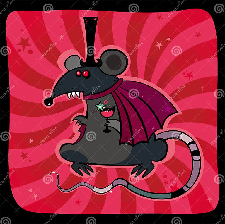 Halloween Card with Vampire Rat. Stock Vector - Illustration of animal ...