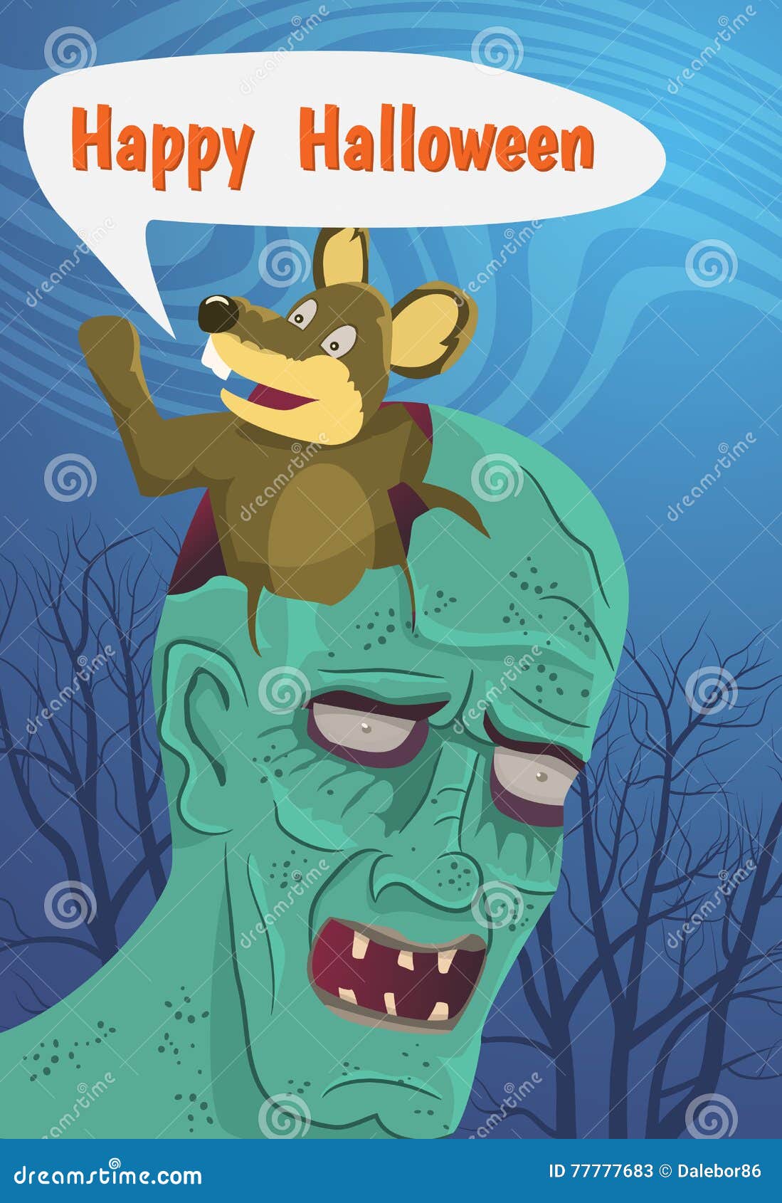 Halloween Card with Zombies and Mouse. Stock Vector - Illustration of ...