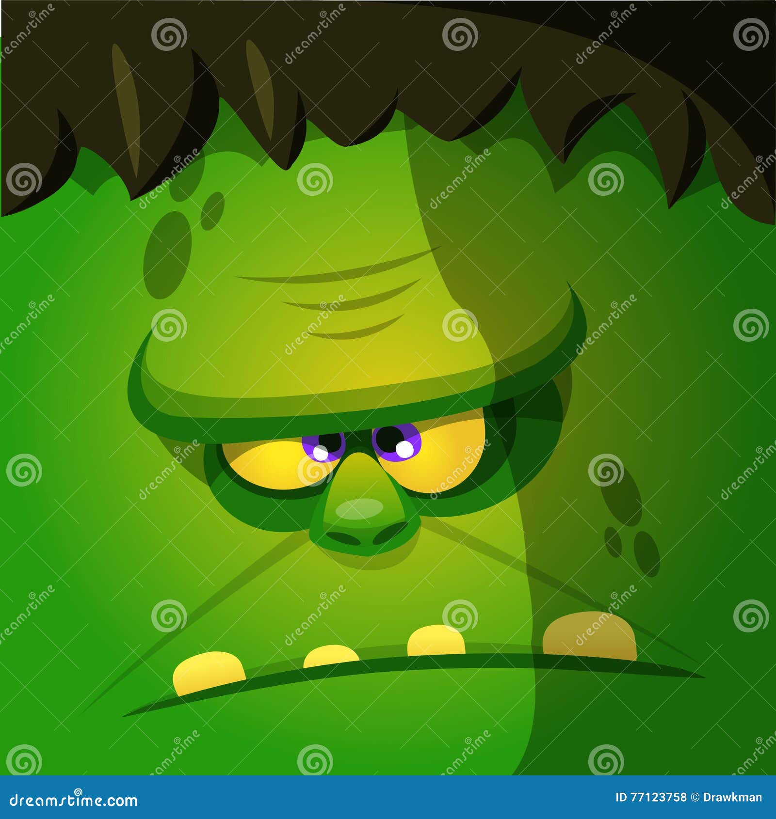 Halloween Cartoon Monster Face. Square Avatar or Icon of Vector Monster ...