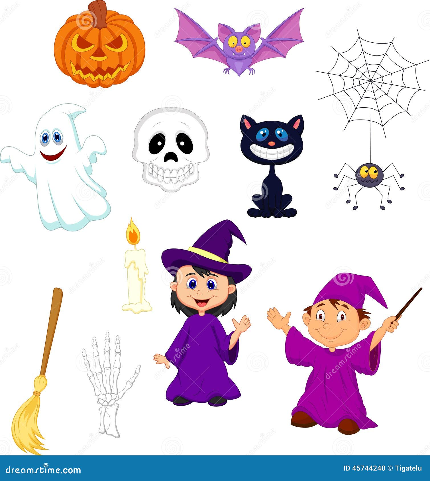 Halloween cartoon set stock vector. Illustration of smile - 45744240