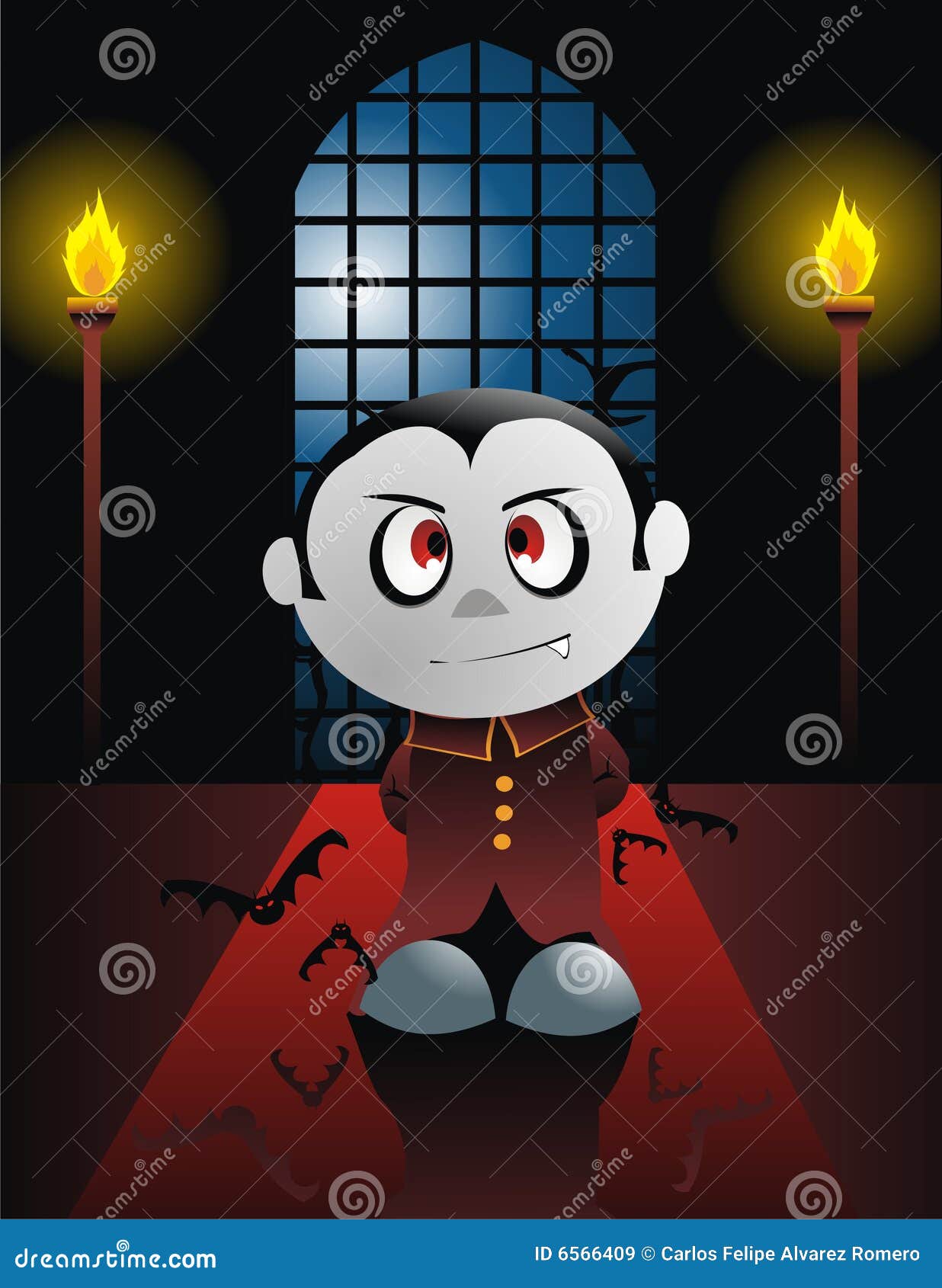 Cartoon Vampire Character With Cape. Vector Illustration In Black And ...