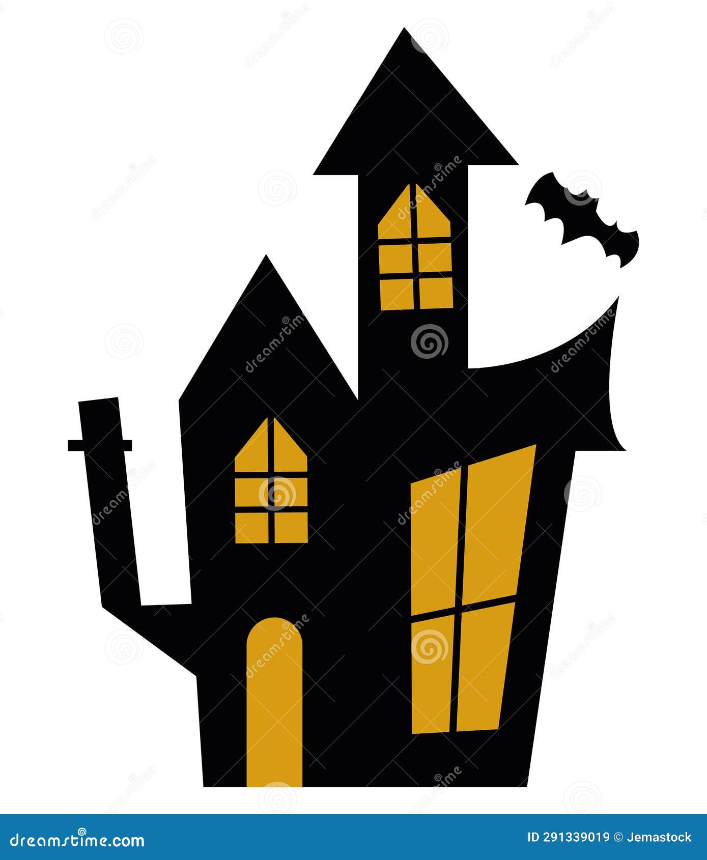 Halloween castle and bat stock vector. Illustration of cartoon - 291339019