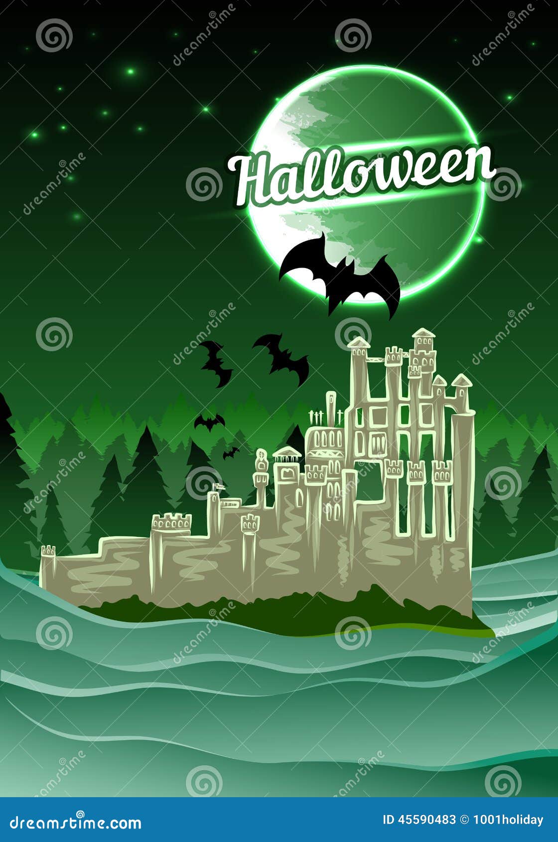 Halloween castle stock vector. Illustration of horror - 45590483