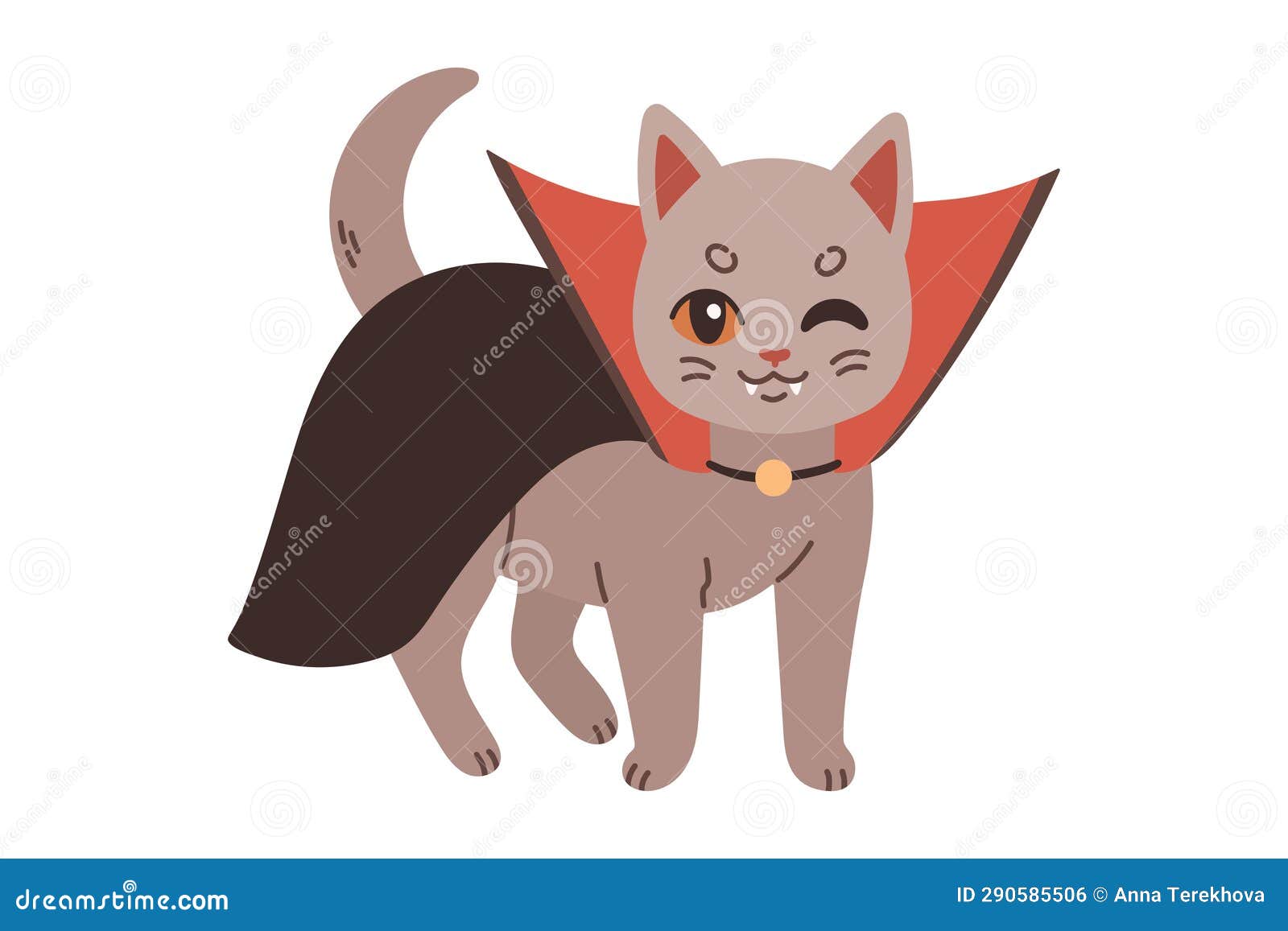 Halloween Cat. Grey Kitten in Vampire Costume. Happy Halloween Costume ...