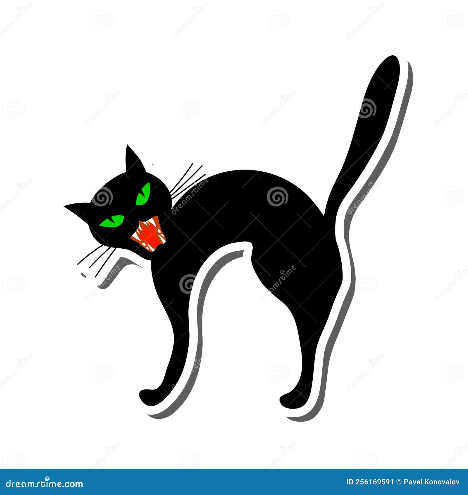 Halloween Cat Sticker stock vector. Illustration of element - 256169591