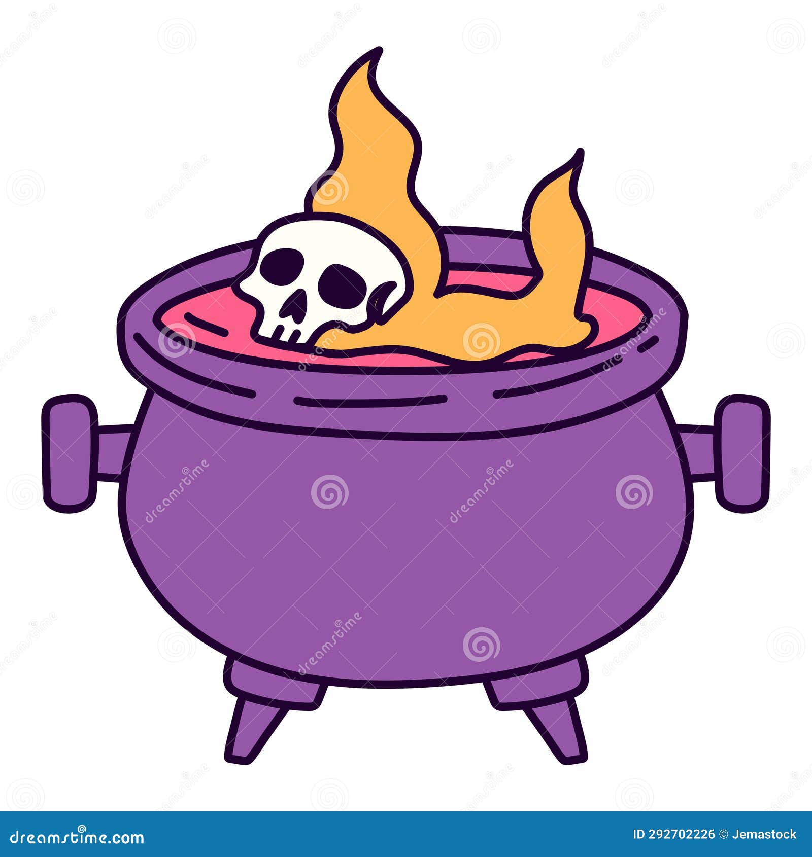 Halloween Cauldron with Skull Stock Vector - Illustration of spooky ...
