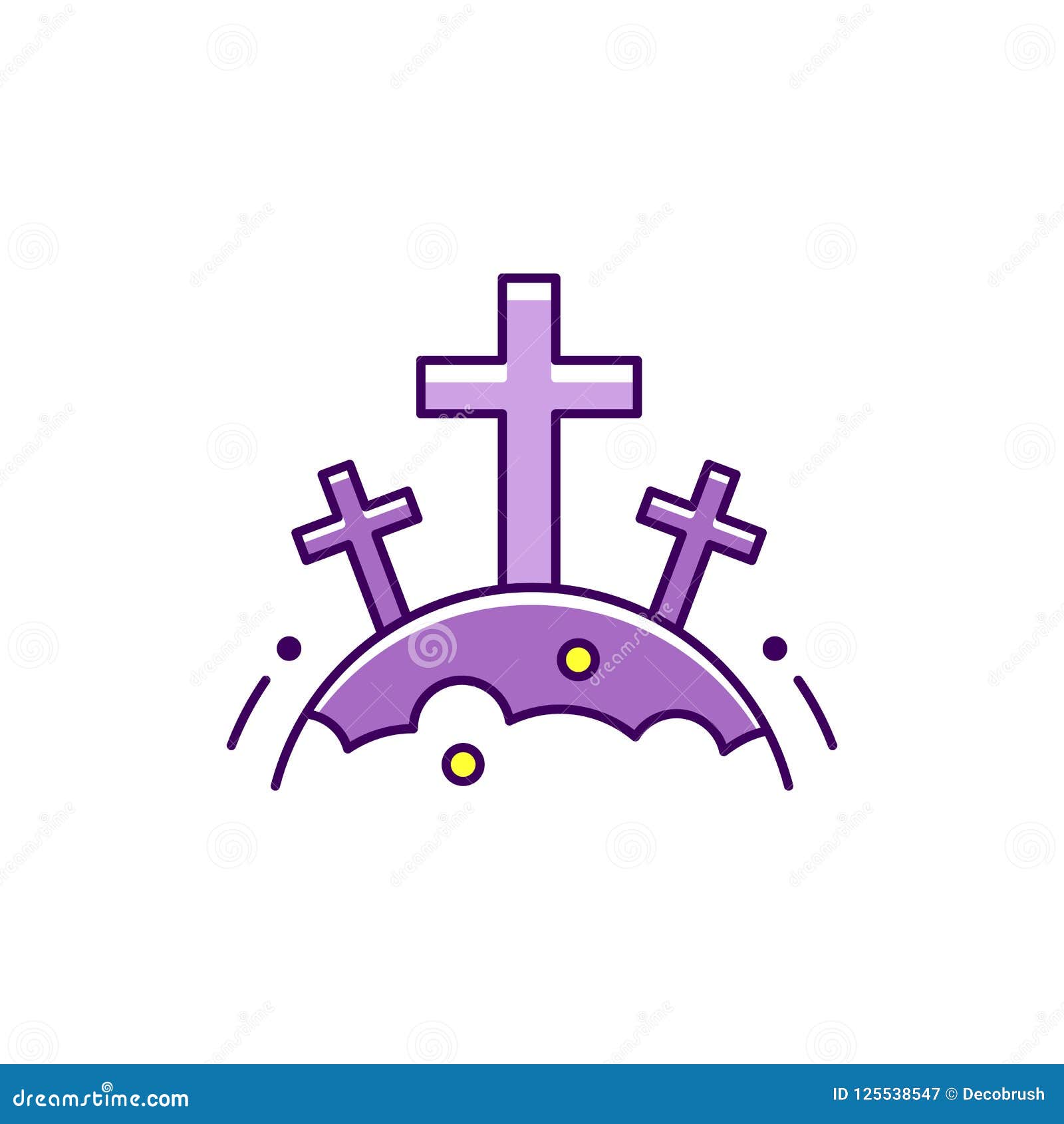 Halloween Cemetery Crosses Icon. Thin Line Art Design, Vector ... Halloween Cemetery Crosses Icon. Thin Line Art Design, Vector ...