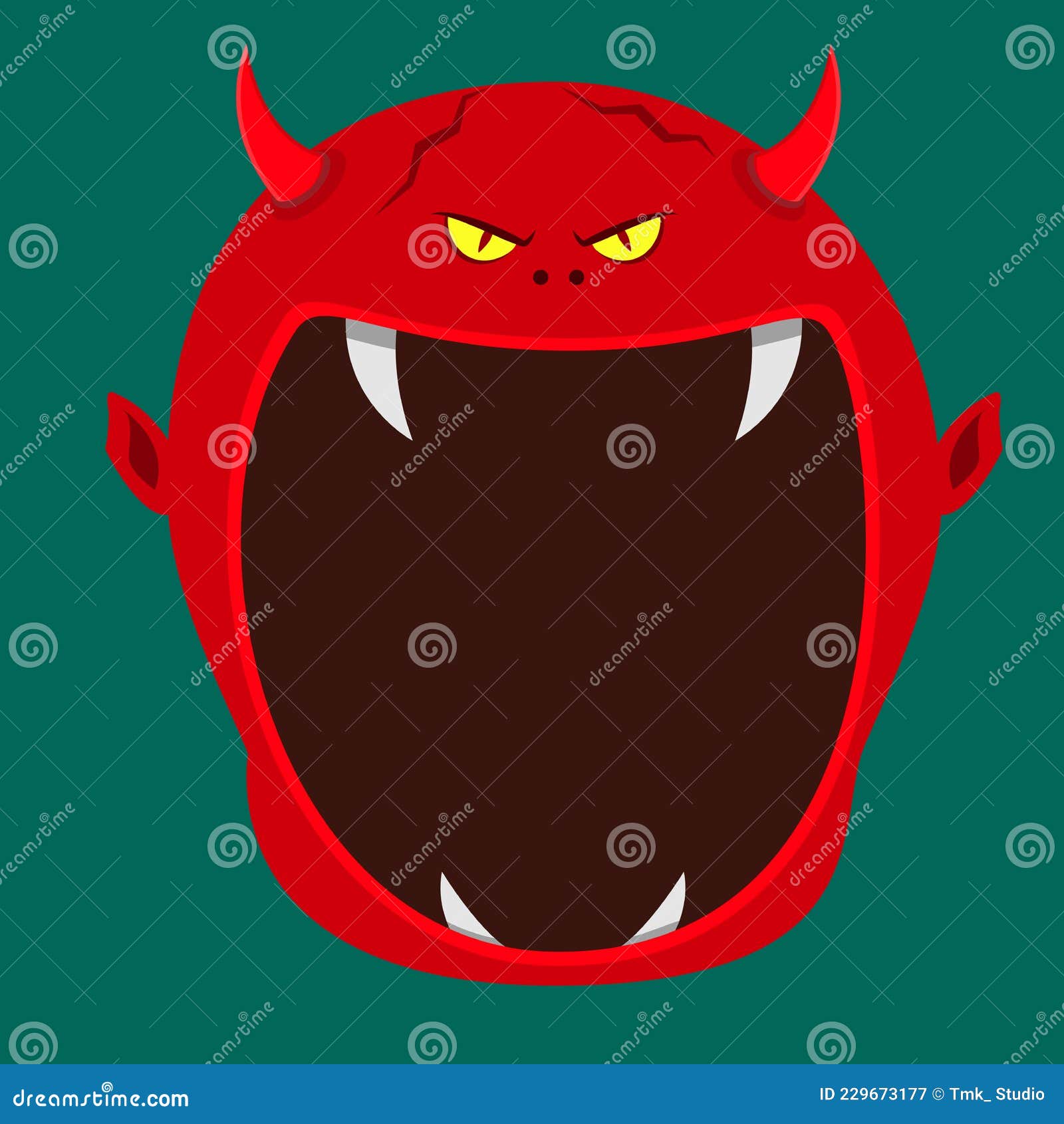 Big Devil Character Head and Open Mouth , Vector and Illustration Stock ...