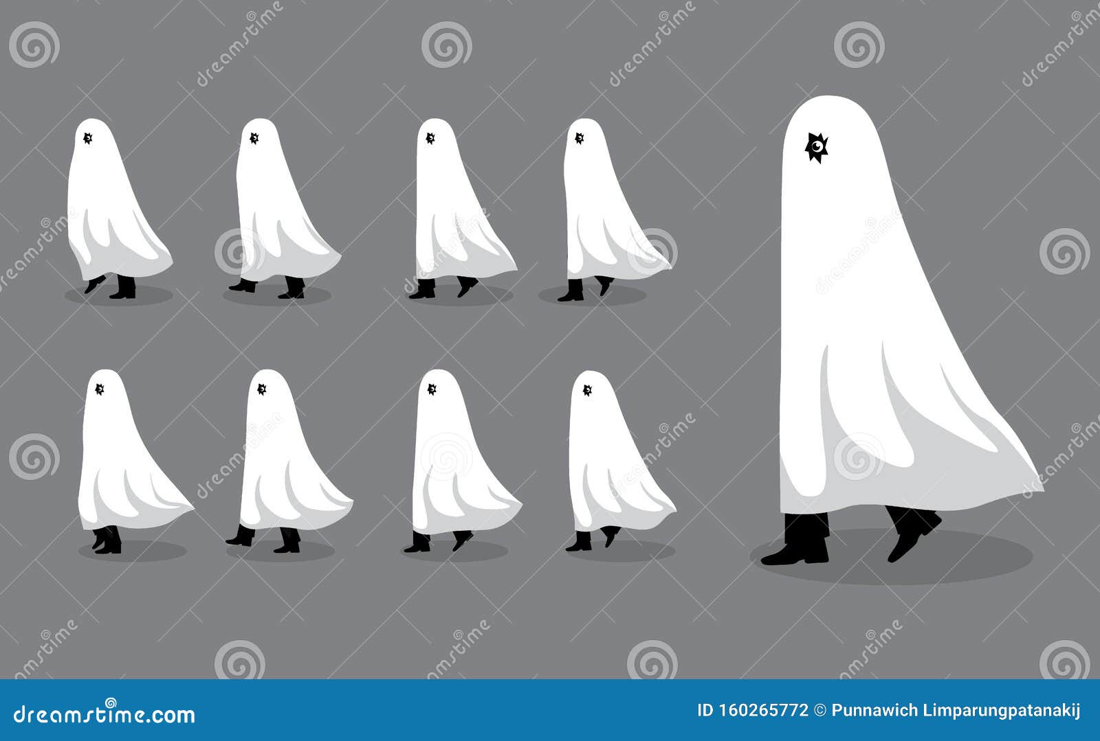 Ghost Side Cartoon Animation Frame Walking Vector Stock Vector ...