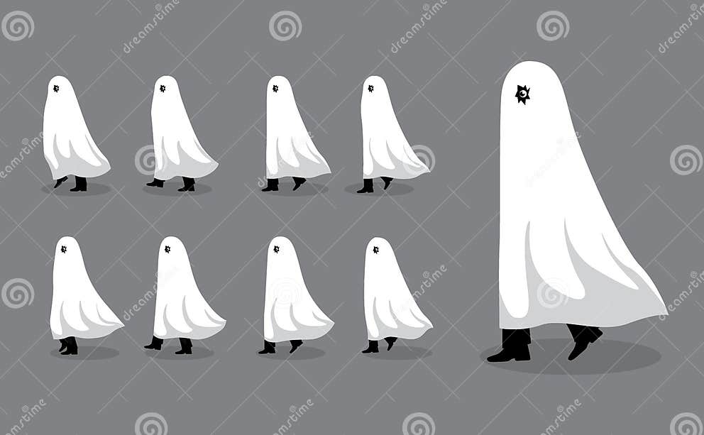 Ghost Side Cartoon Animation Frame Walking Vector Stock Vector ...